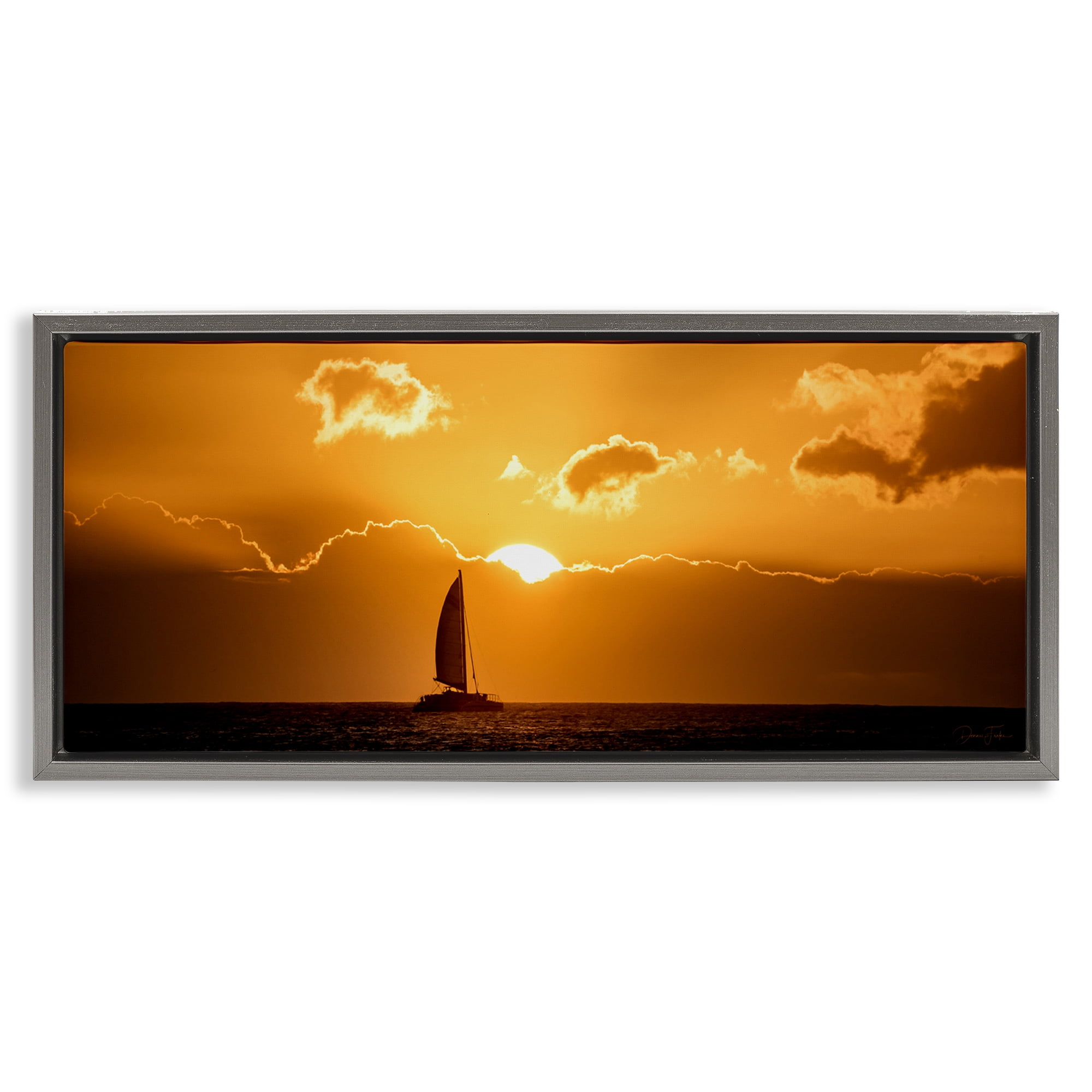 Stupell Industries Tranquil Sunset Sailboat Transportation Photography ...