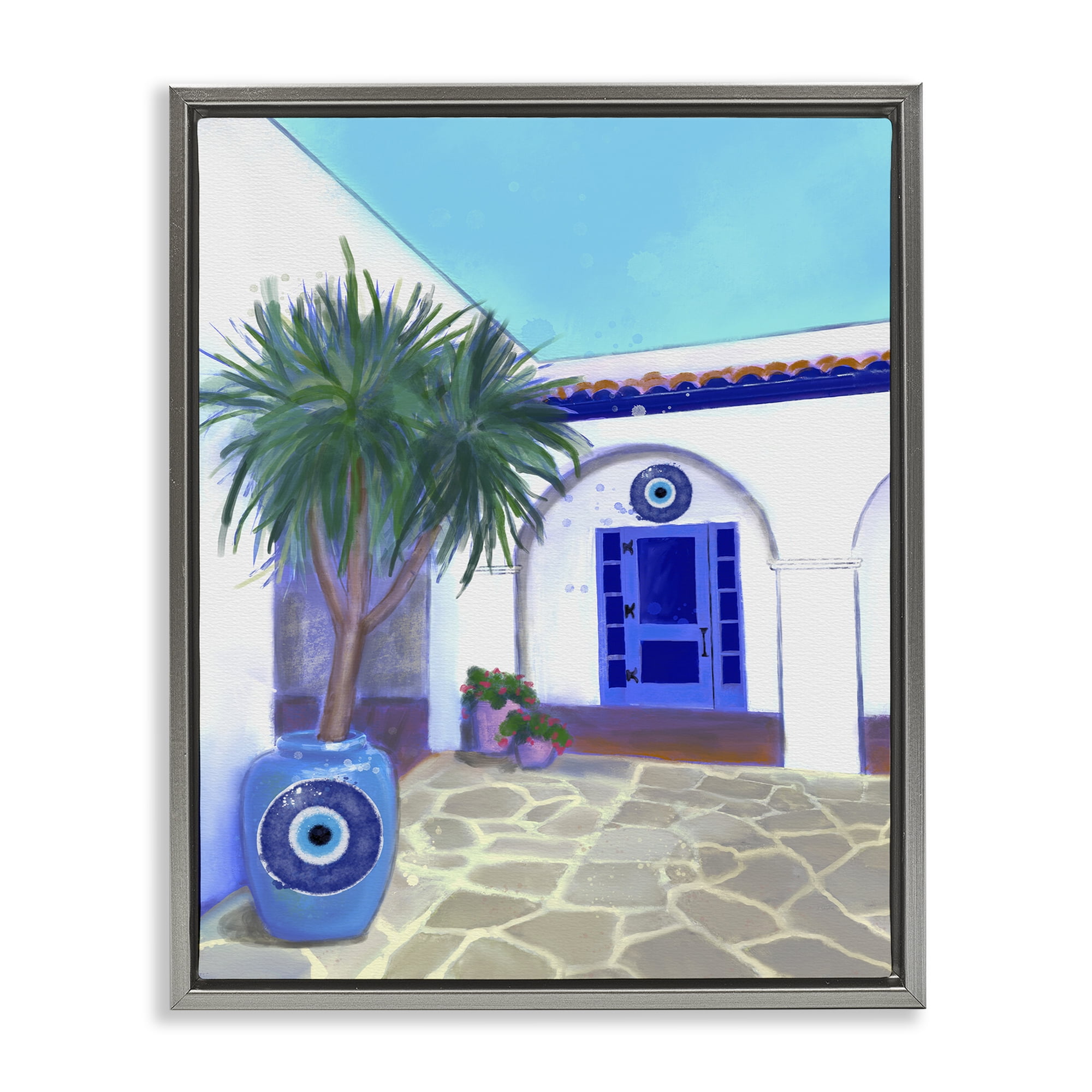 Stupell Industries Tranquil Tropical Villa Architecture Painting Gray ...