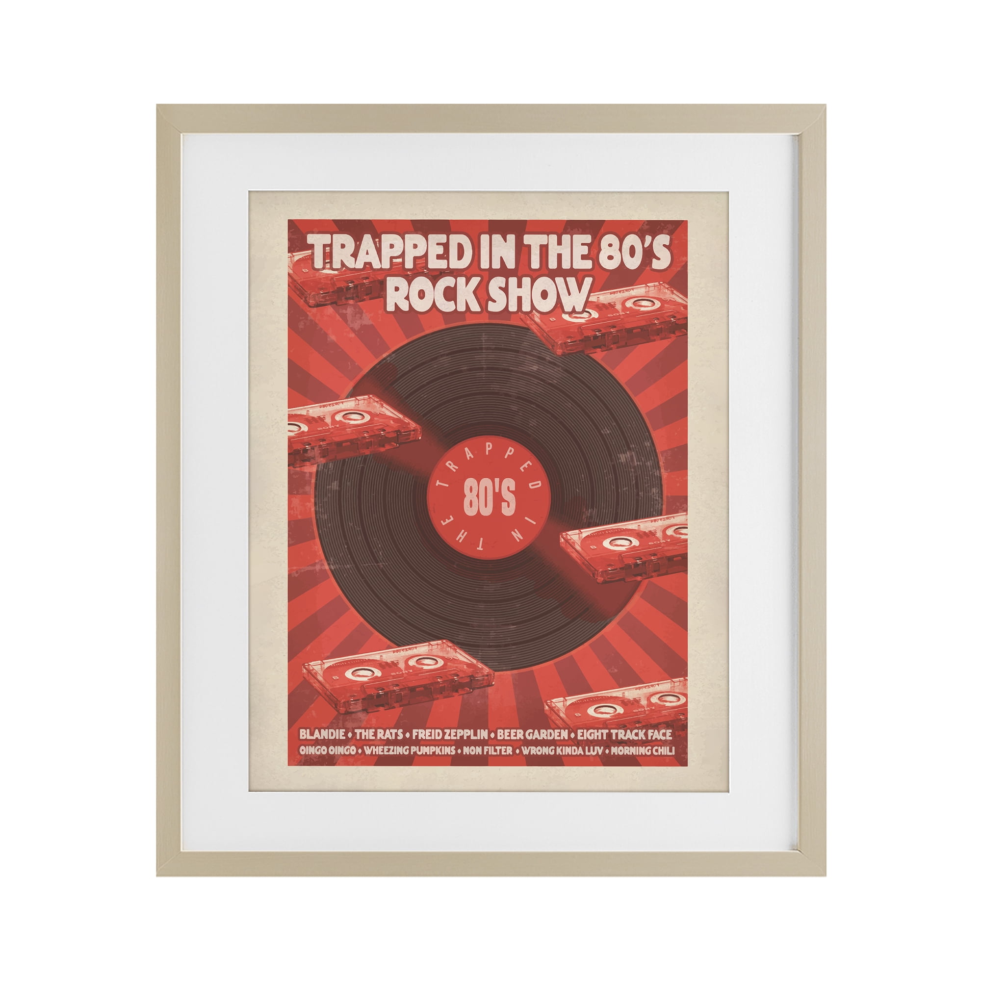 Stupell Industries Trapped in 80s Rock Show Birch Framed Print Under ...