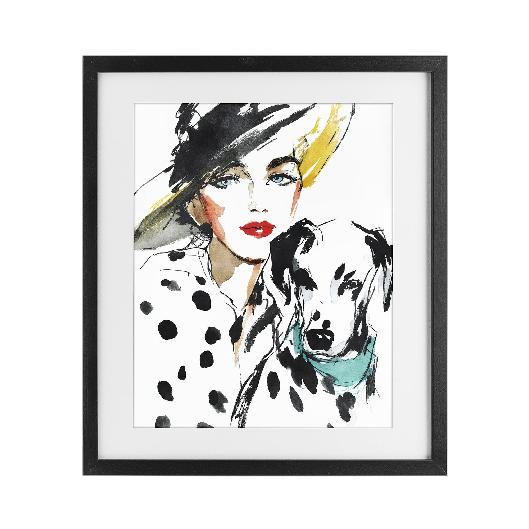 Stupell Industries Trendy Dalmatian Muse Black Framed Print Under Glass ...