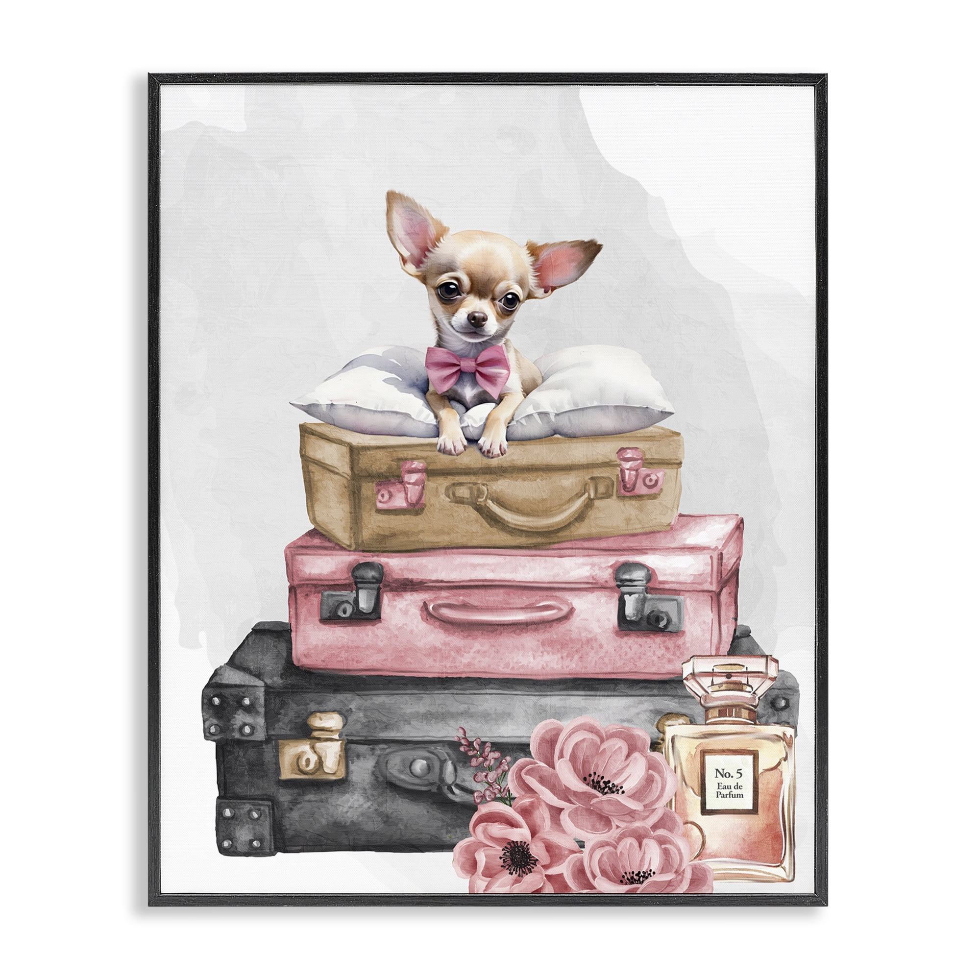 Stupell Industries Trendy Pup Travel Black Framed Giclee Art, design by ...