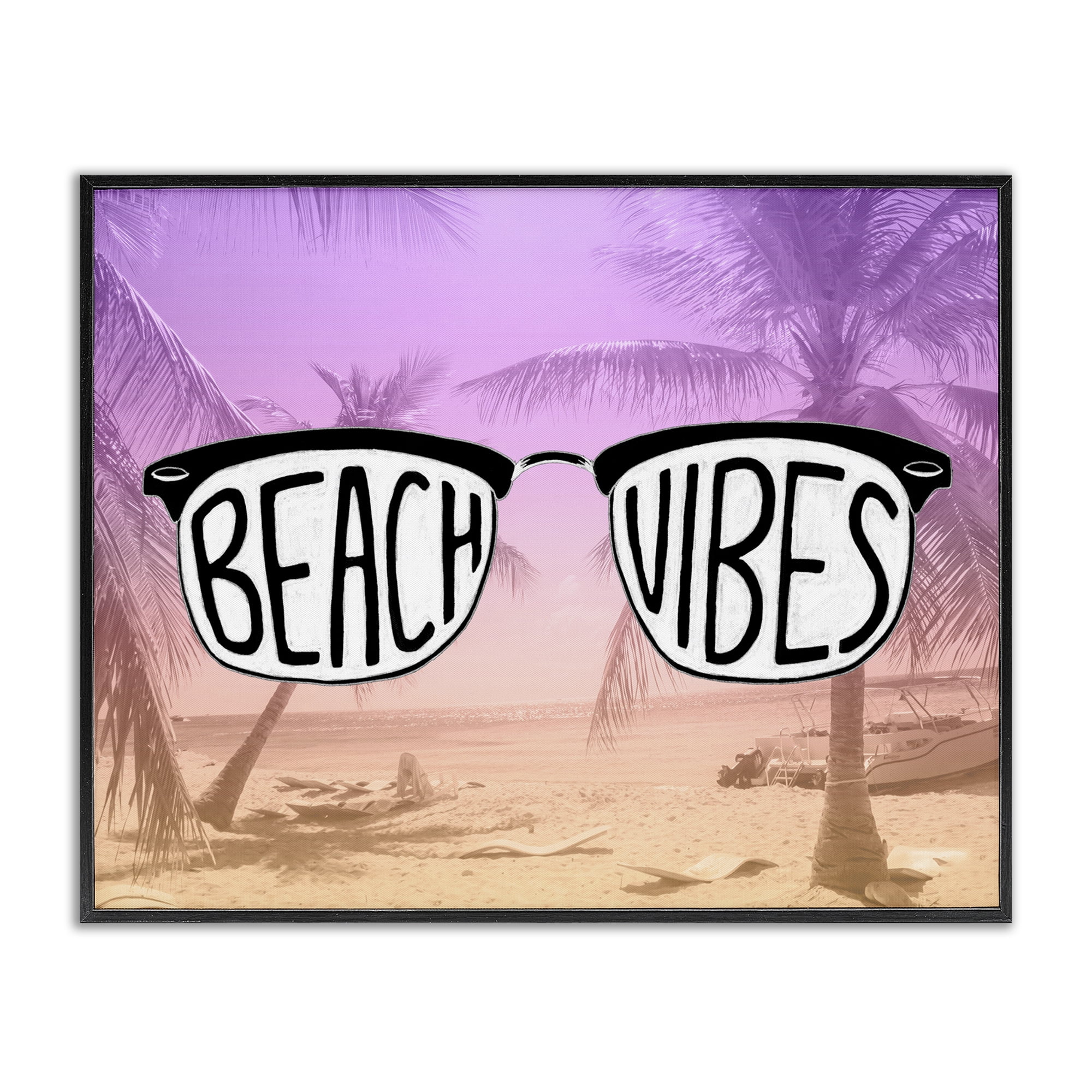 Stupell Industries Tropical Beach Vibes Typography Painting Black ...