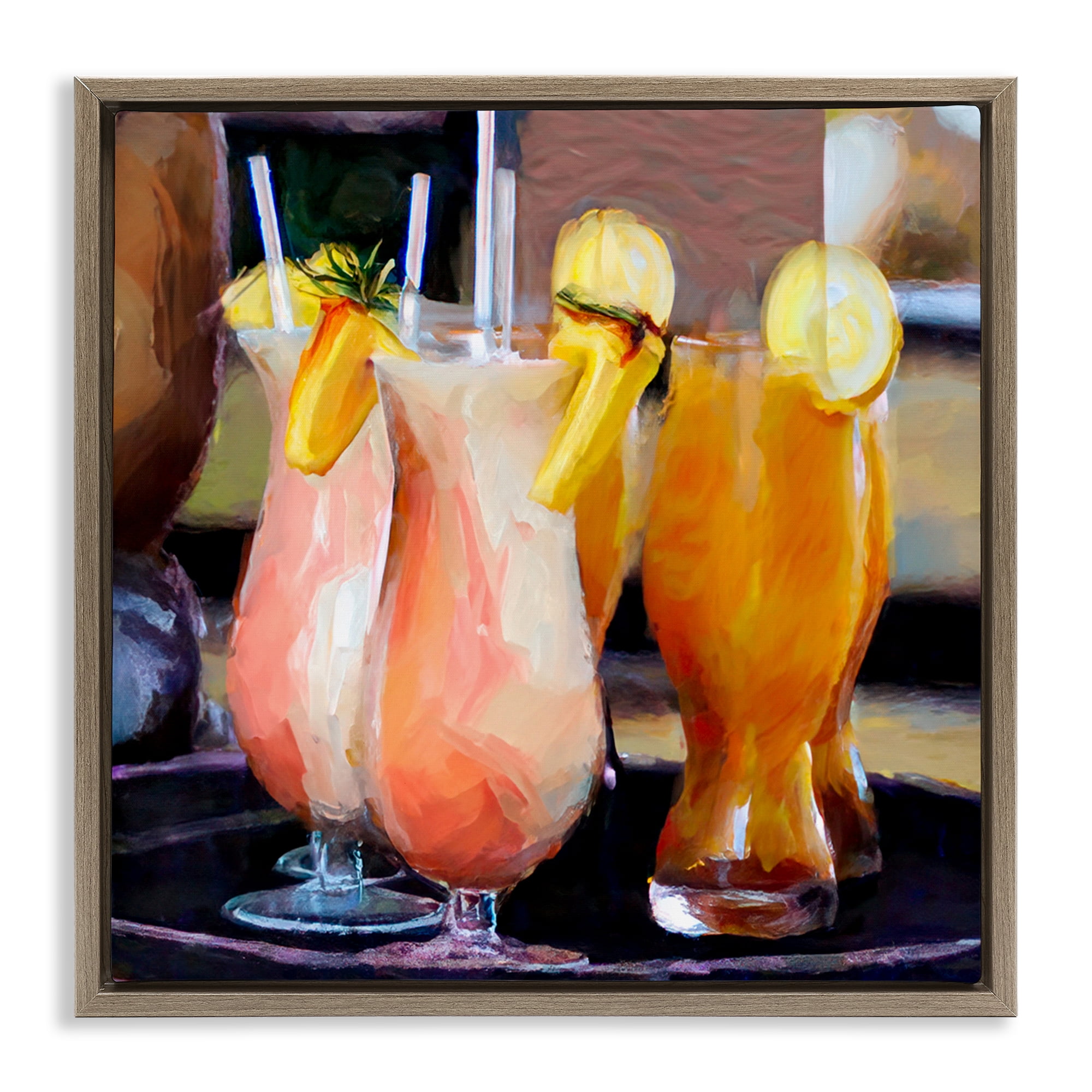 Stupell Industries Tropical Cocktails on Tray Food & Beverage Painting ...