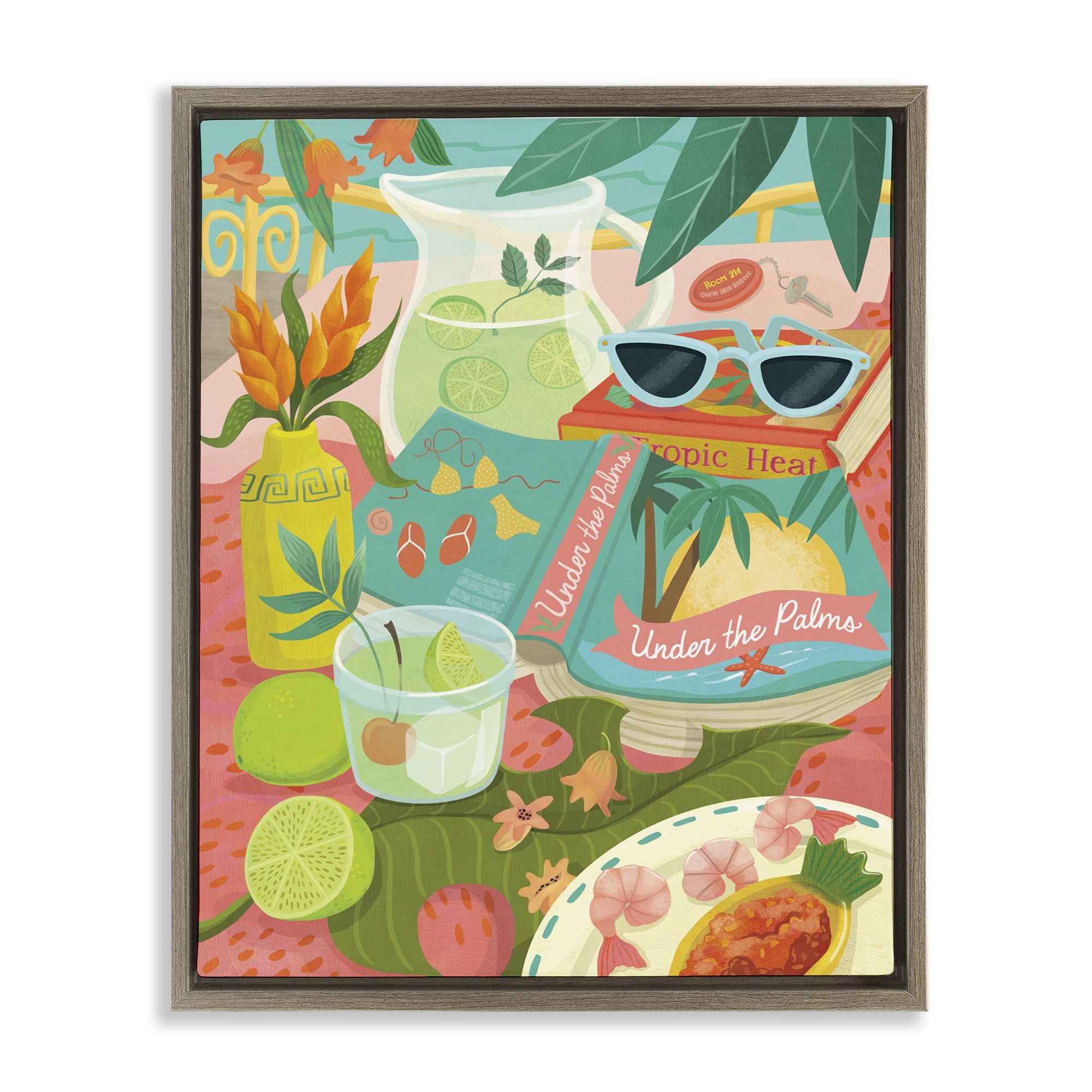 Stupell Industries Tropical Drinks on Beach Food & Beverage Painting ...