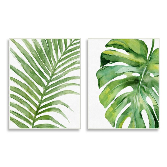 Stupell Industries Tropical Green Palms Minimal White Background ...