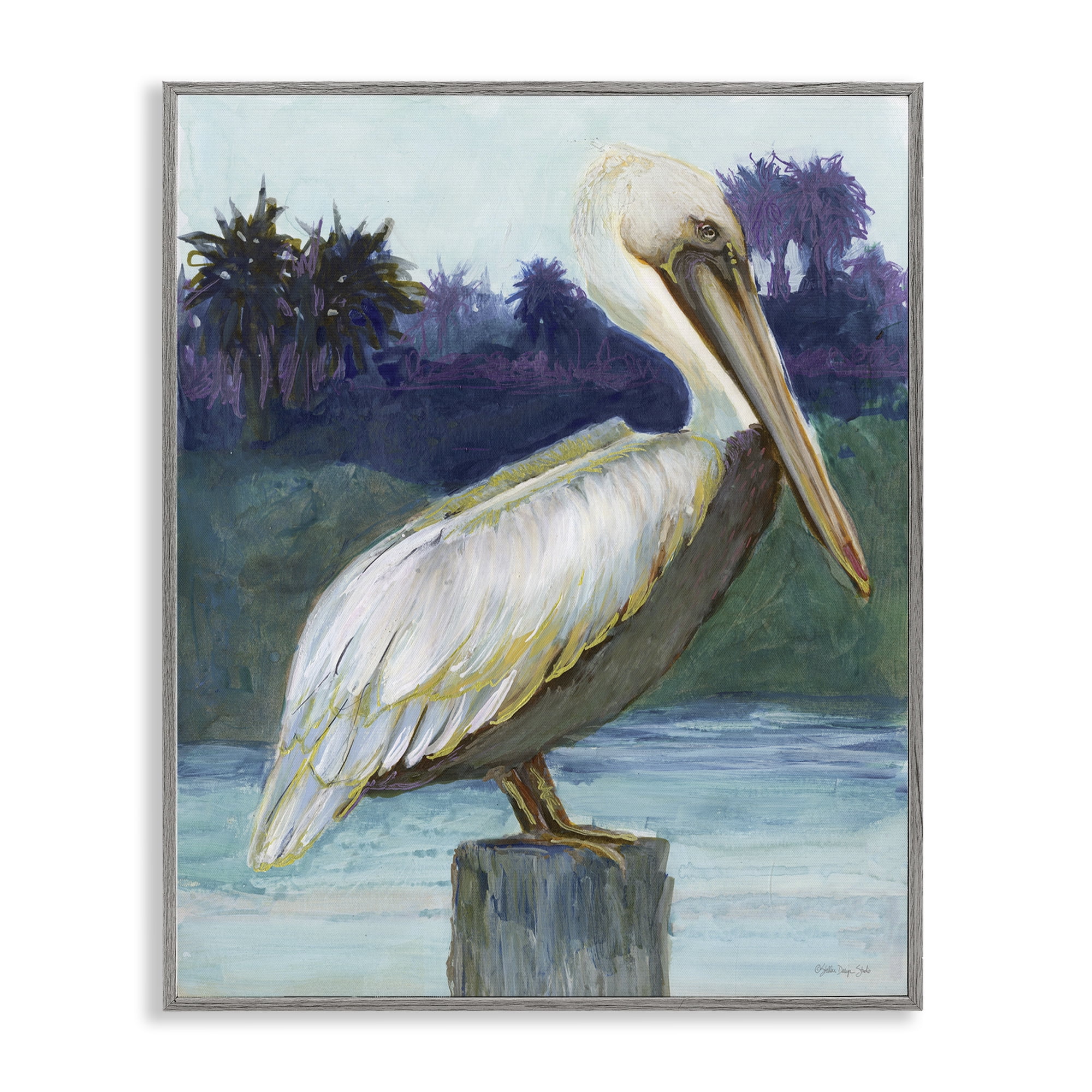 Stupell Industries Tropical Pelican Perched Animals & Insects Painting ...