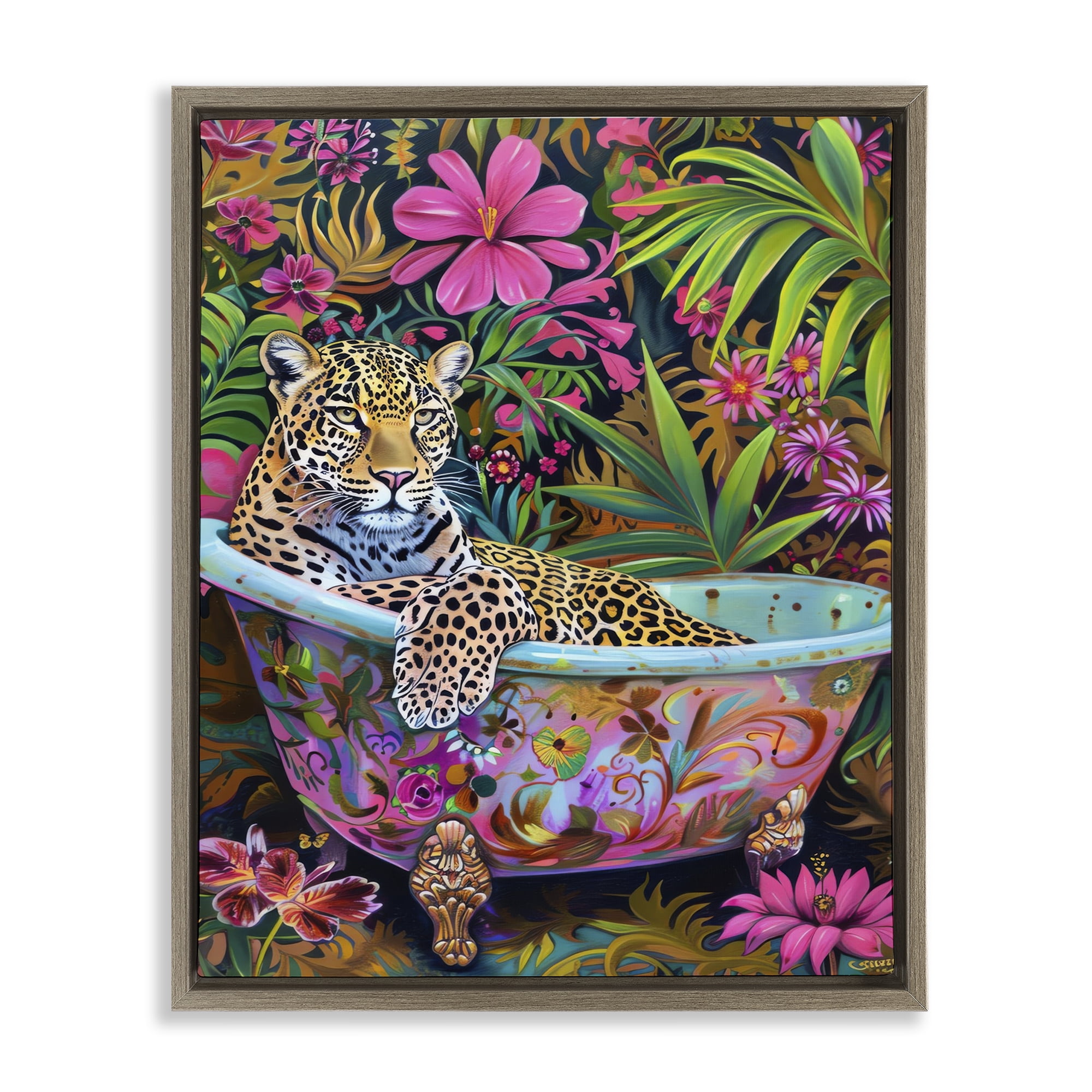 Stupell Industries Tropical Rainforest Leopard Tub Bath & Laundry ...