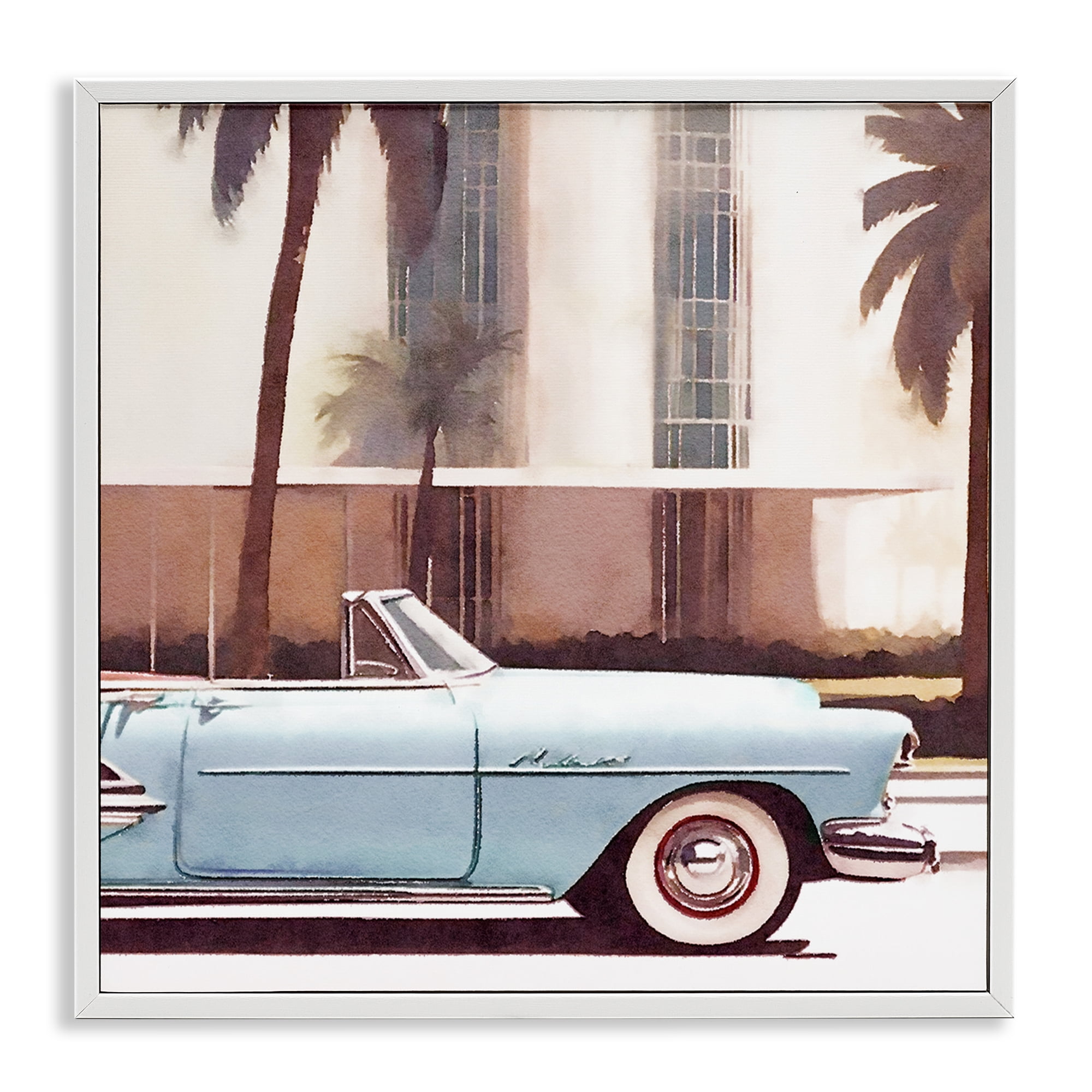Stupell Industries Tropical Scene Classic Car Transportation Painting ...