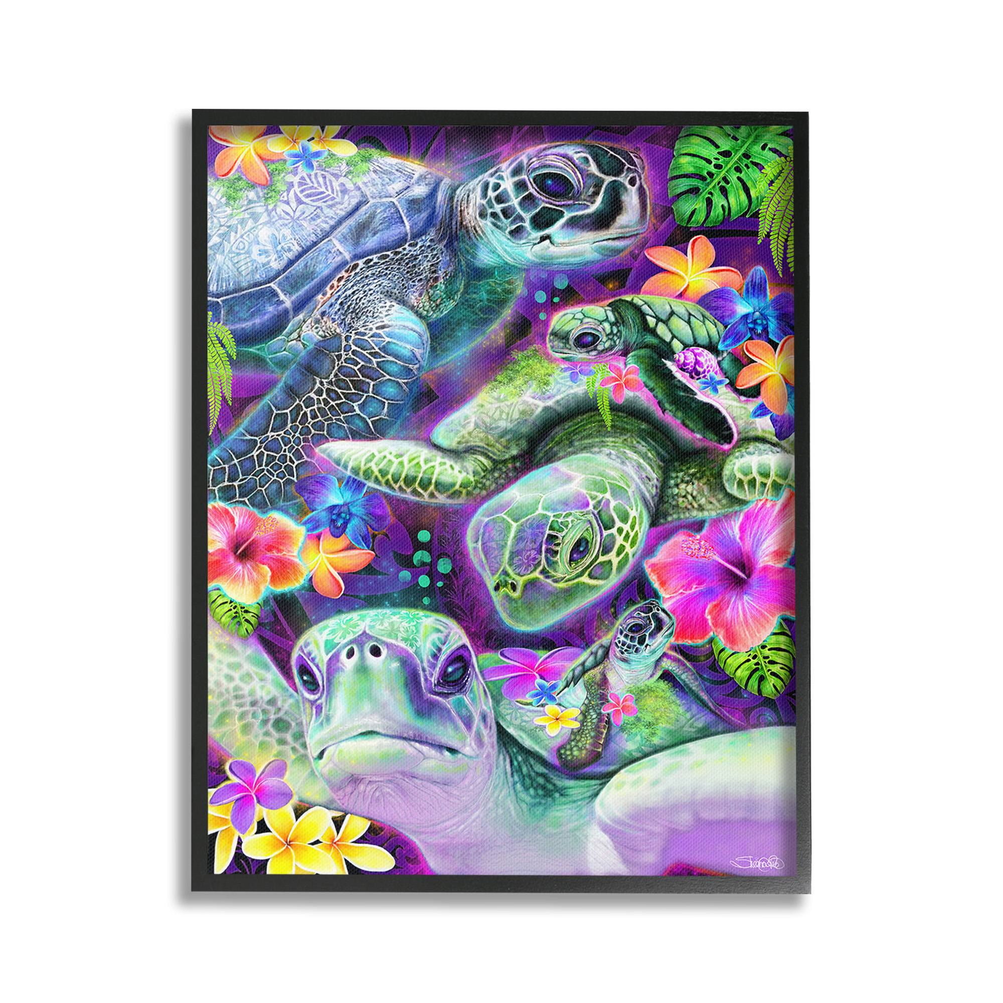 Stupell Tropical Turtles Hibiscus Framed Art Print - Walmart.com