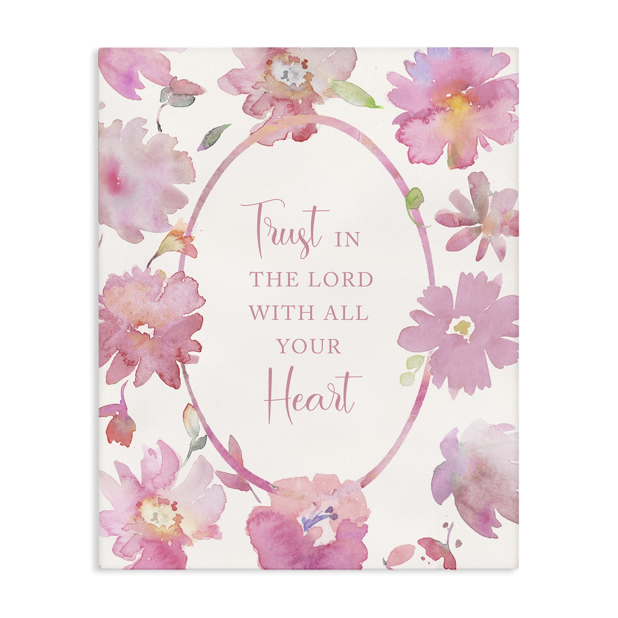 Stupell Industries Trust In The Lord Pink Blooms Canvas Wall Art ...