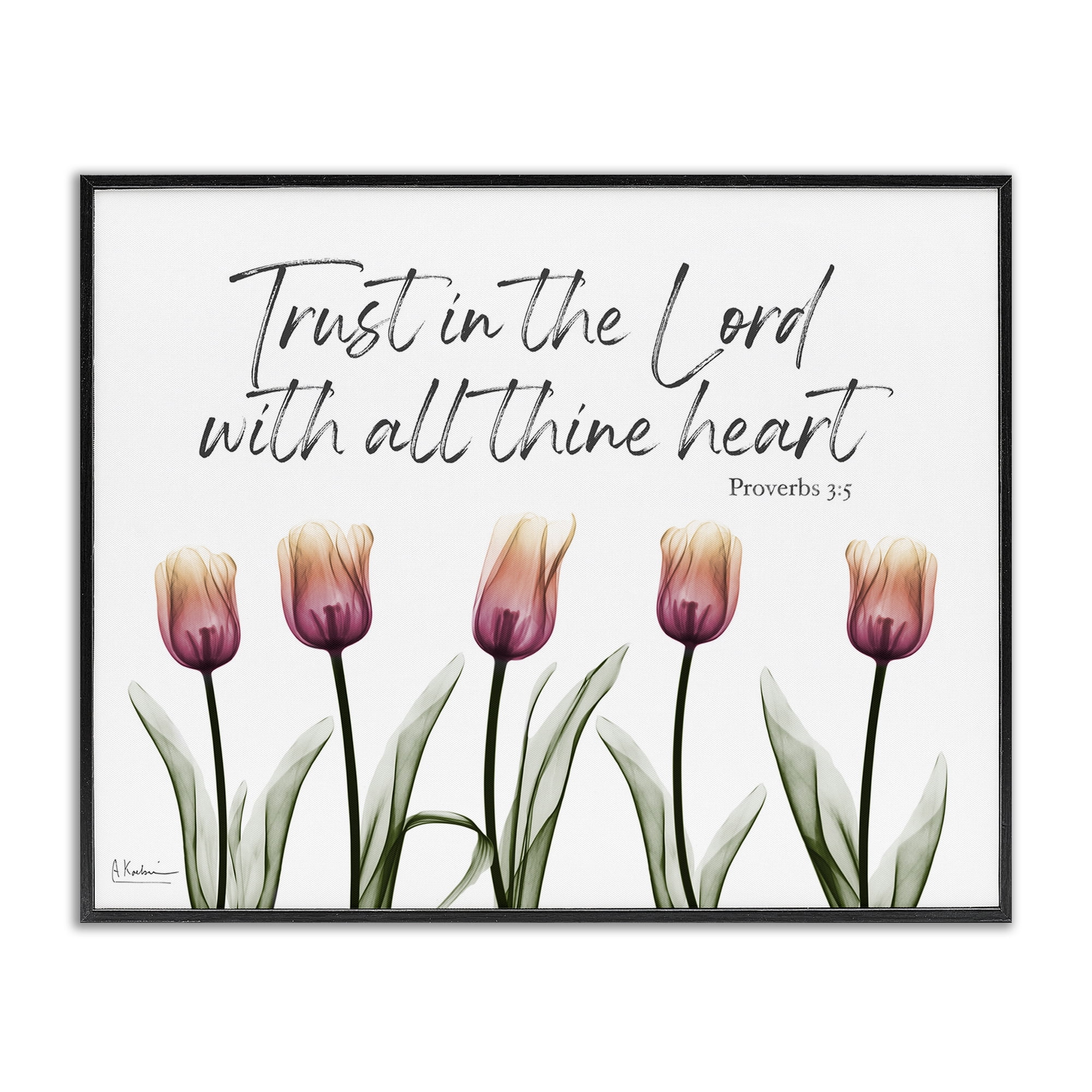 Stupell Industries Trust The Lord Tulips Religious Painting Black ...