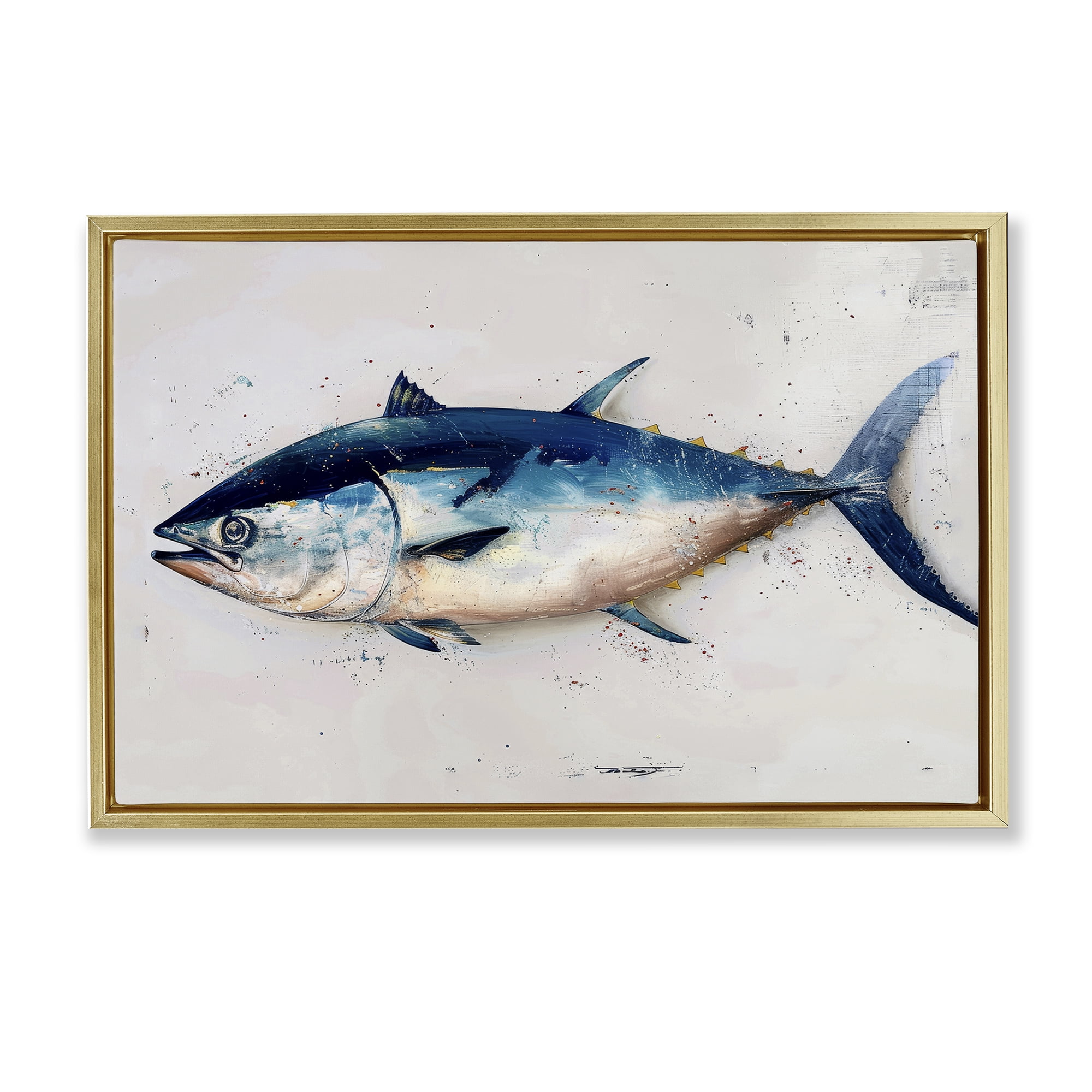 Stupell Industries Tuna Fish Sea Life Animals Painting Gold Floater ...