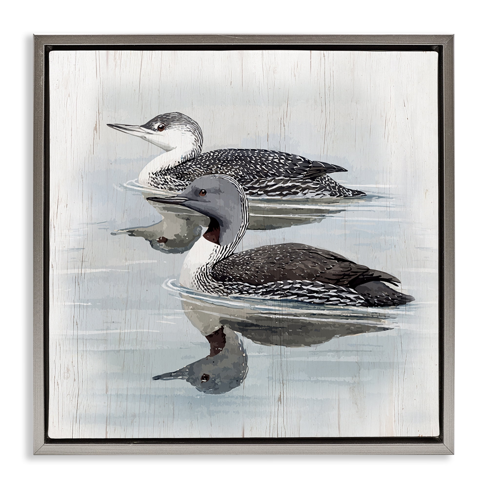 Stupell Industries Twin Loons in Water Animals Painting Gray Floater ...