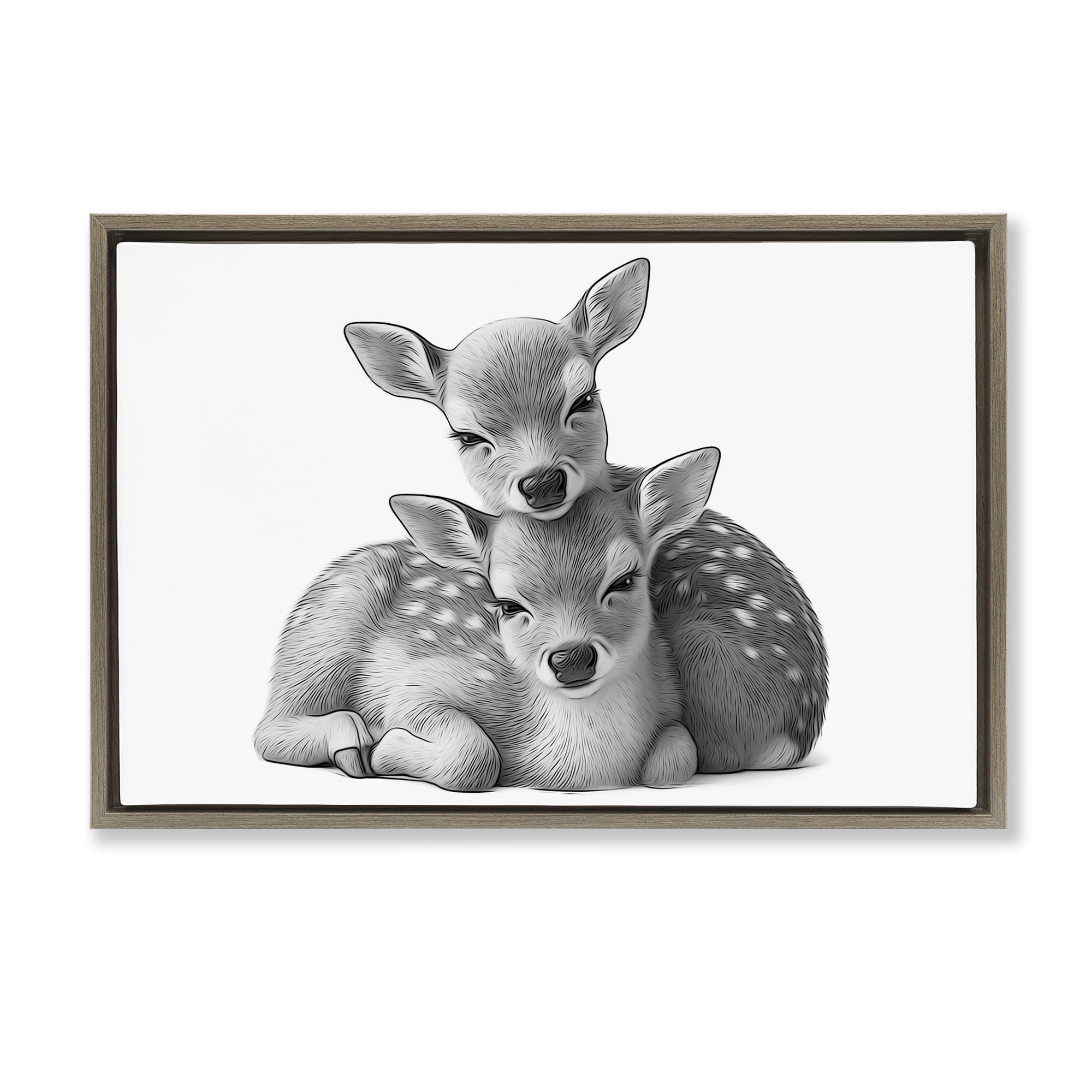 Stupell Industries Two Cuddling Fawns Animals & Insects Painting Brown ...