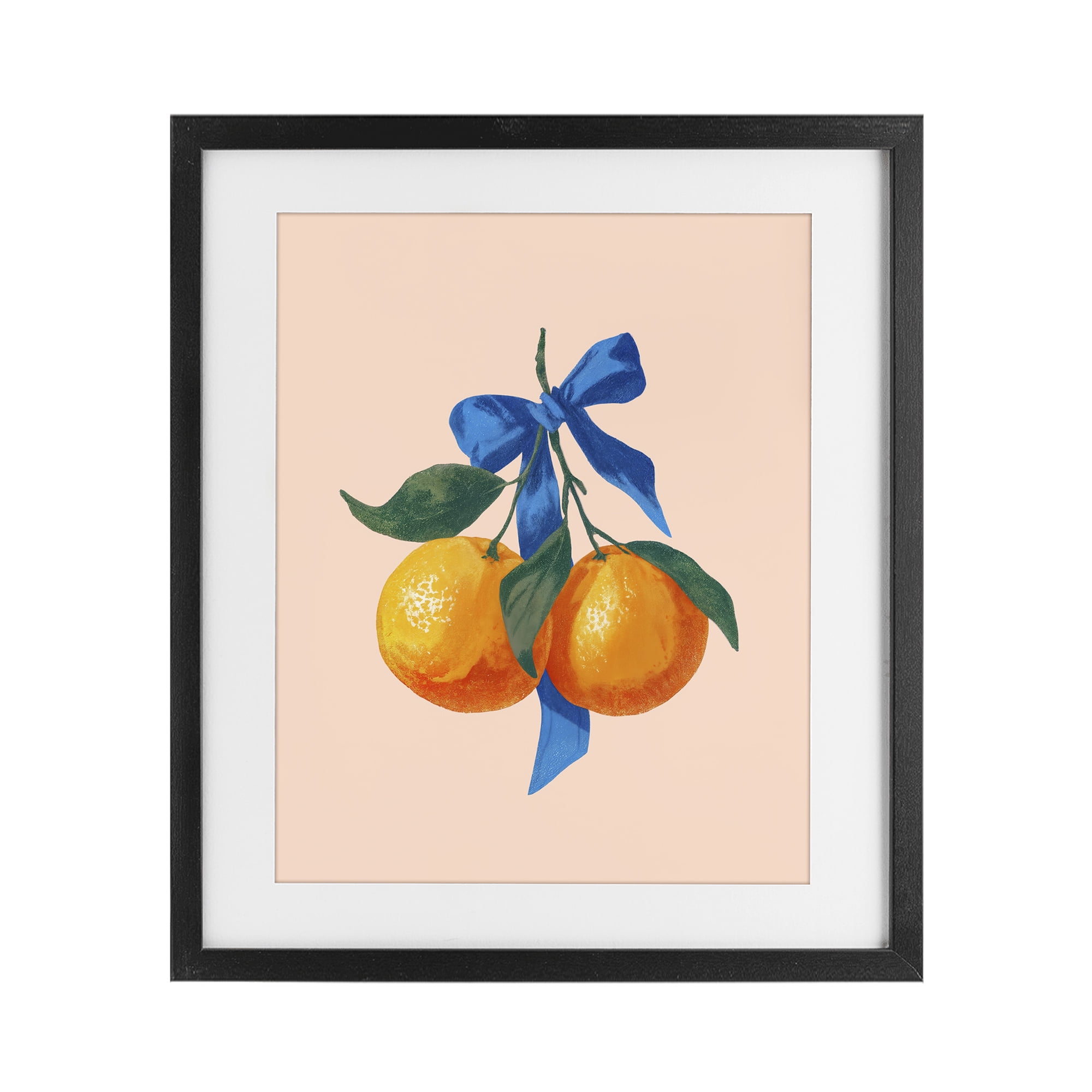 Stupell Industries Two Oranges with Blue Bow Black Framed Print Under ...