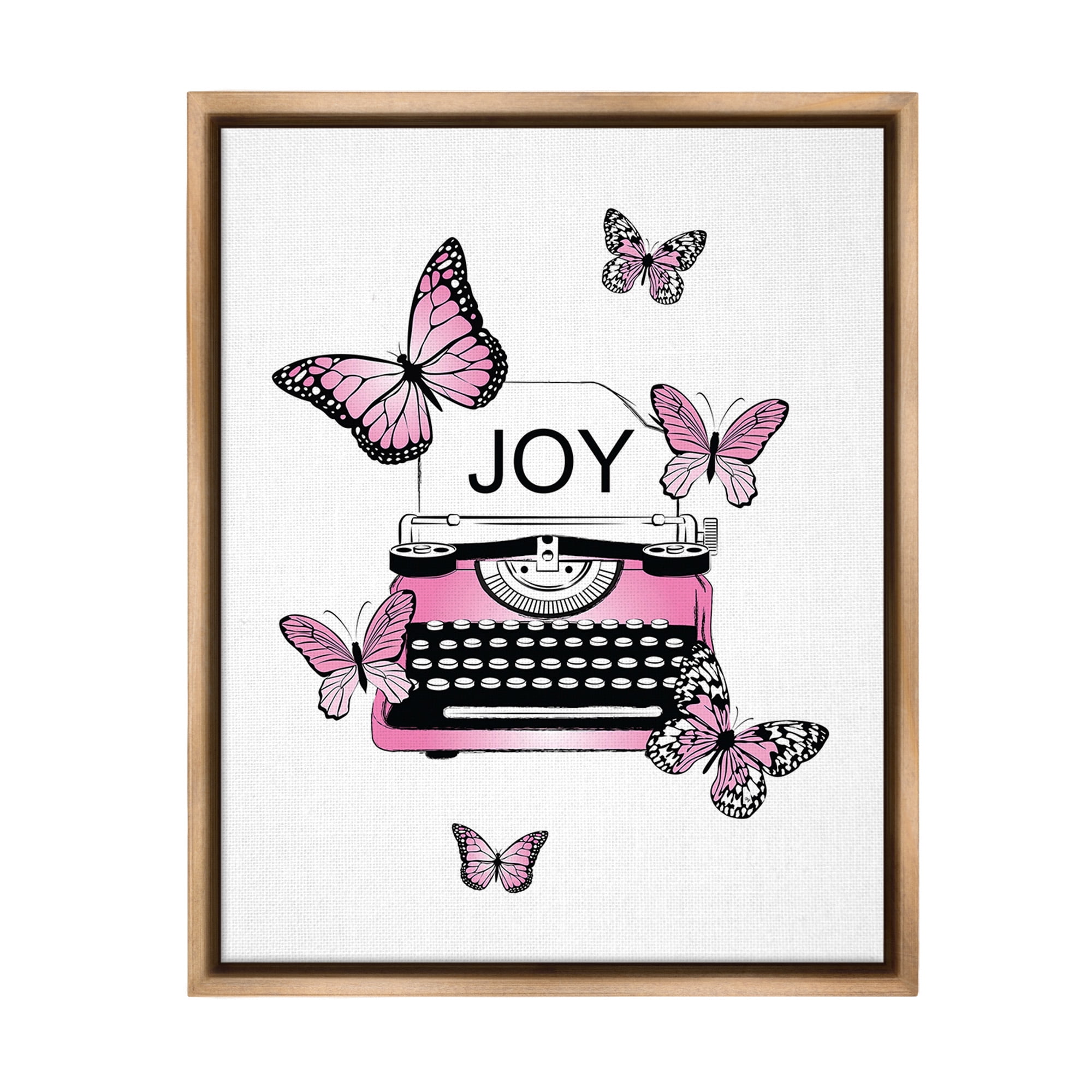 Stupell Industries Typewriter with Joy Animals & Insects Painting Brown ...