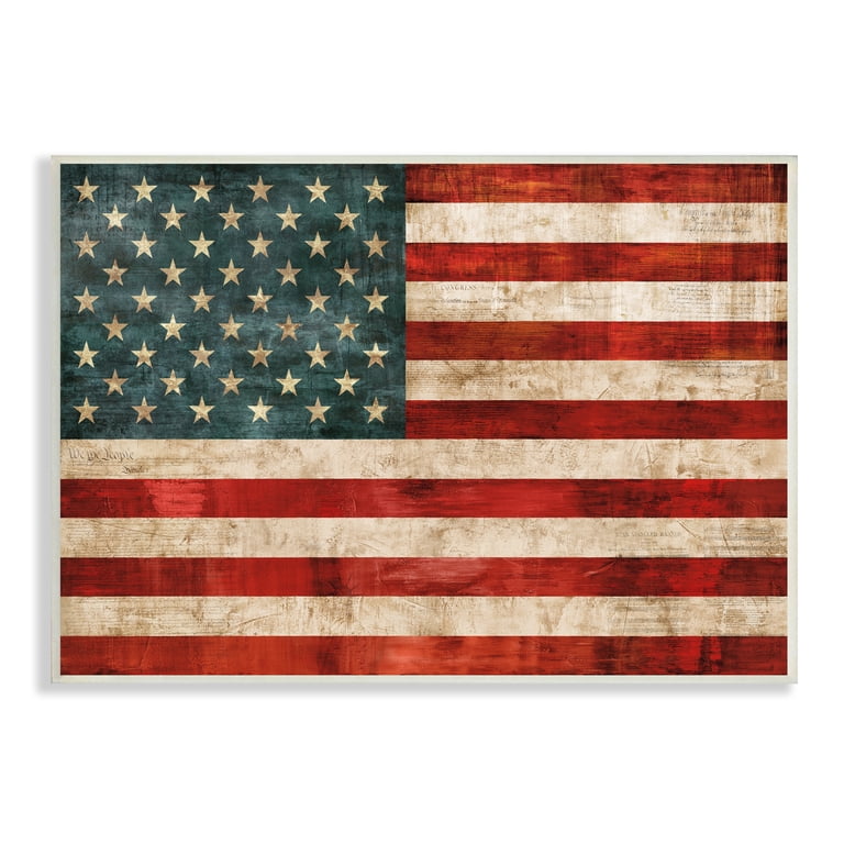 American Flag Wooden Plaques Rustic 19 1/2"X37" Traditional Wooden