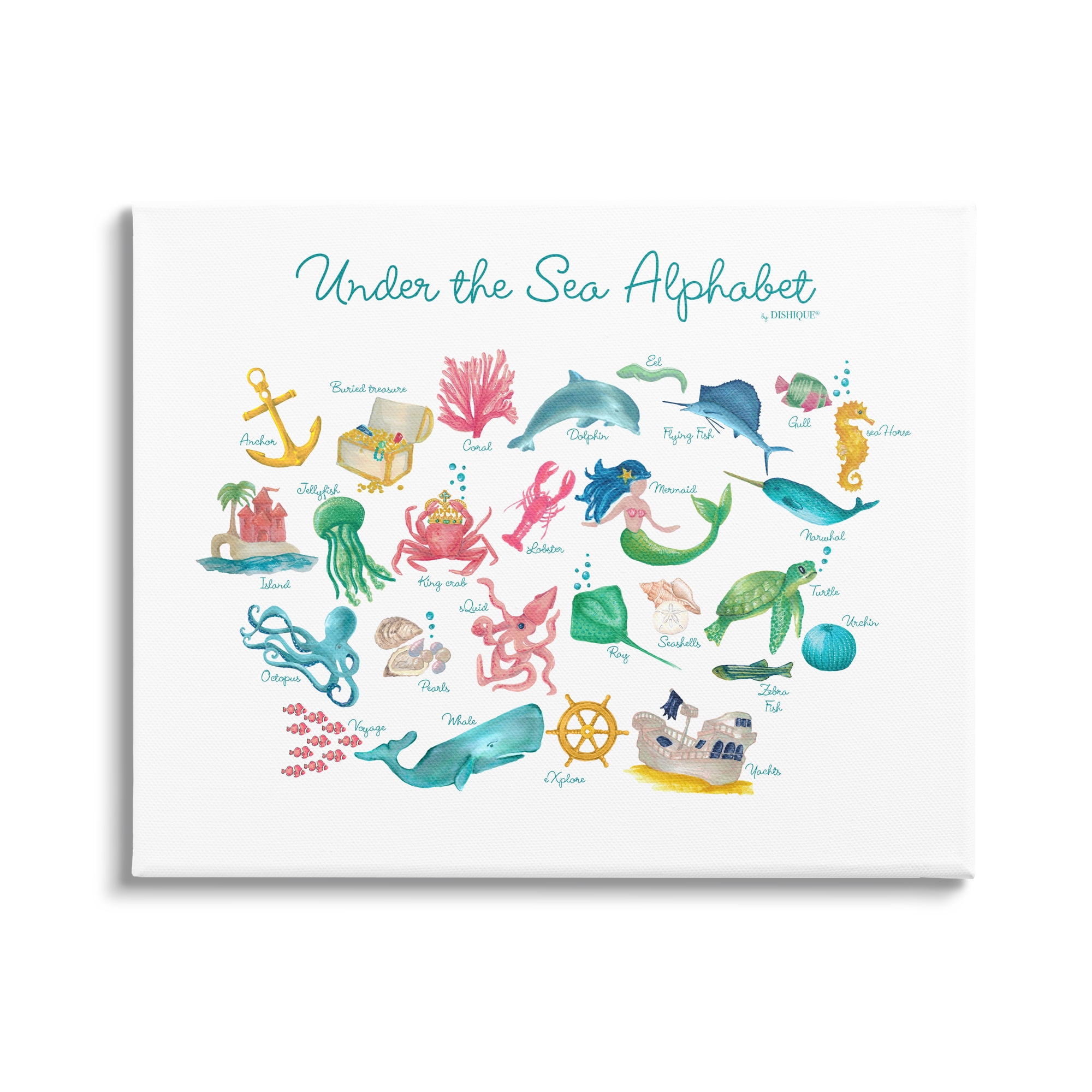 Stupell Industries Under the Sea Educational Alphabet Sea Life Learning ...