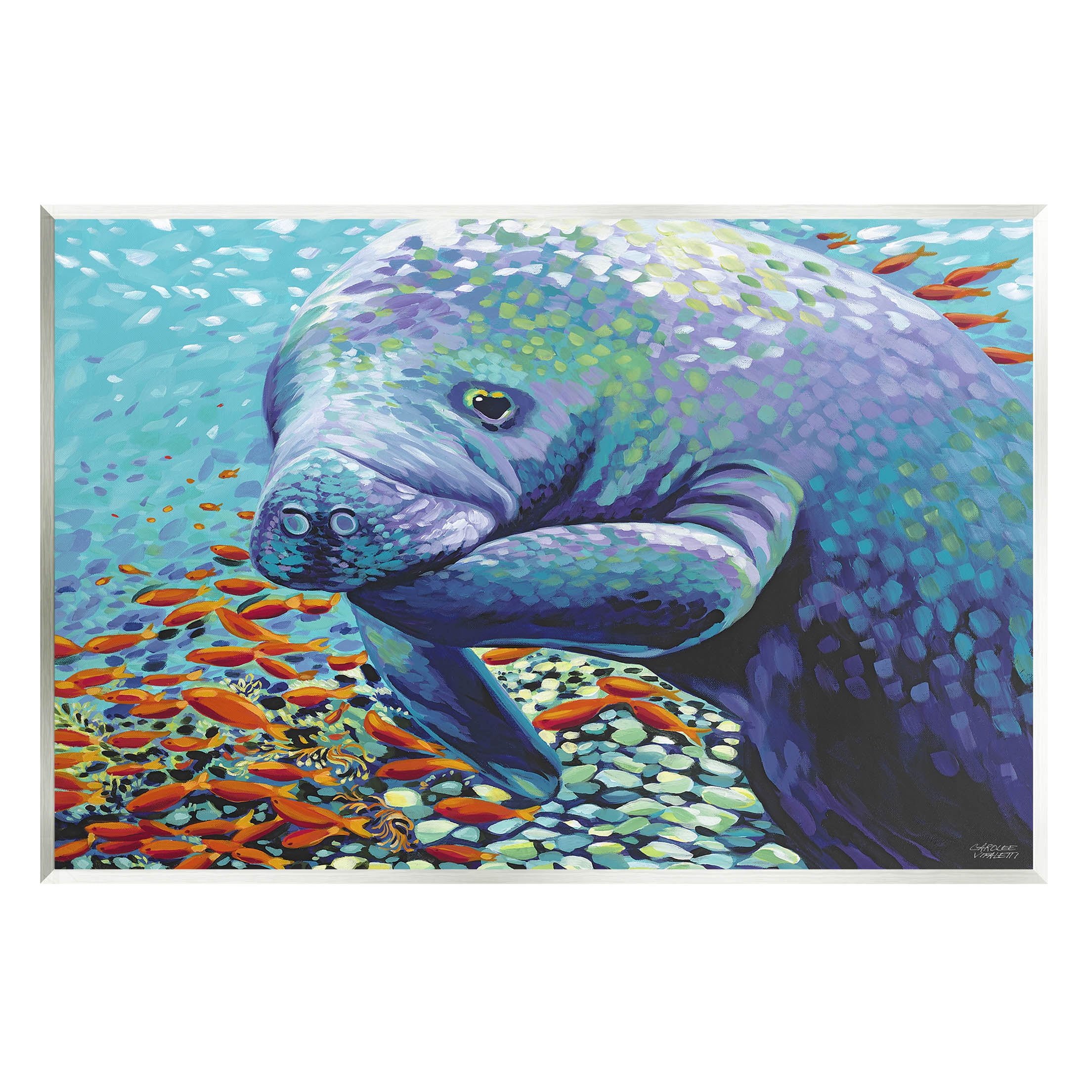 Stupell Industries Underwater Manatee Impressionist Painting Unframed ...