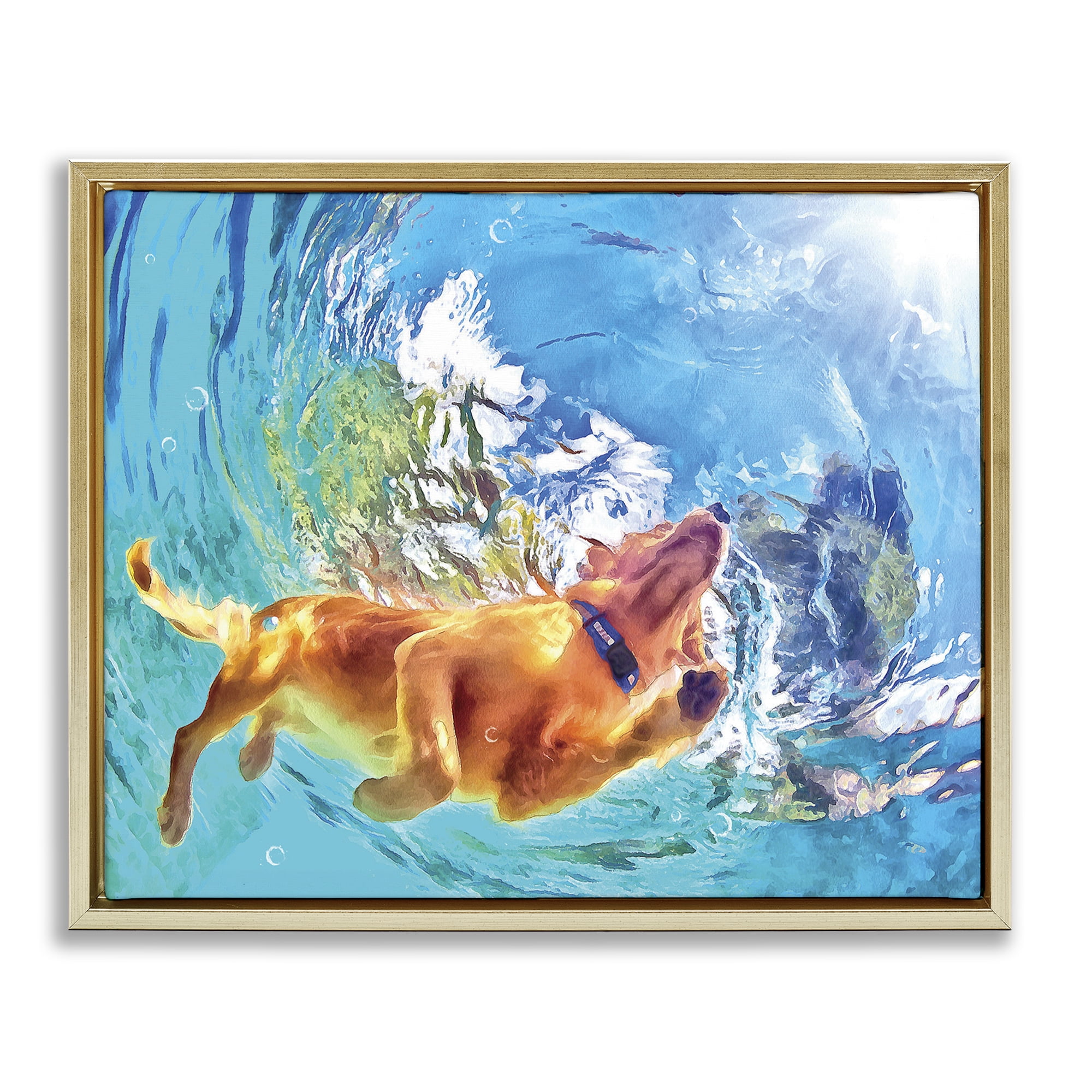 Stupell Industries Underwater Swimming Dog Animals & Insects Painting ...
