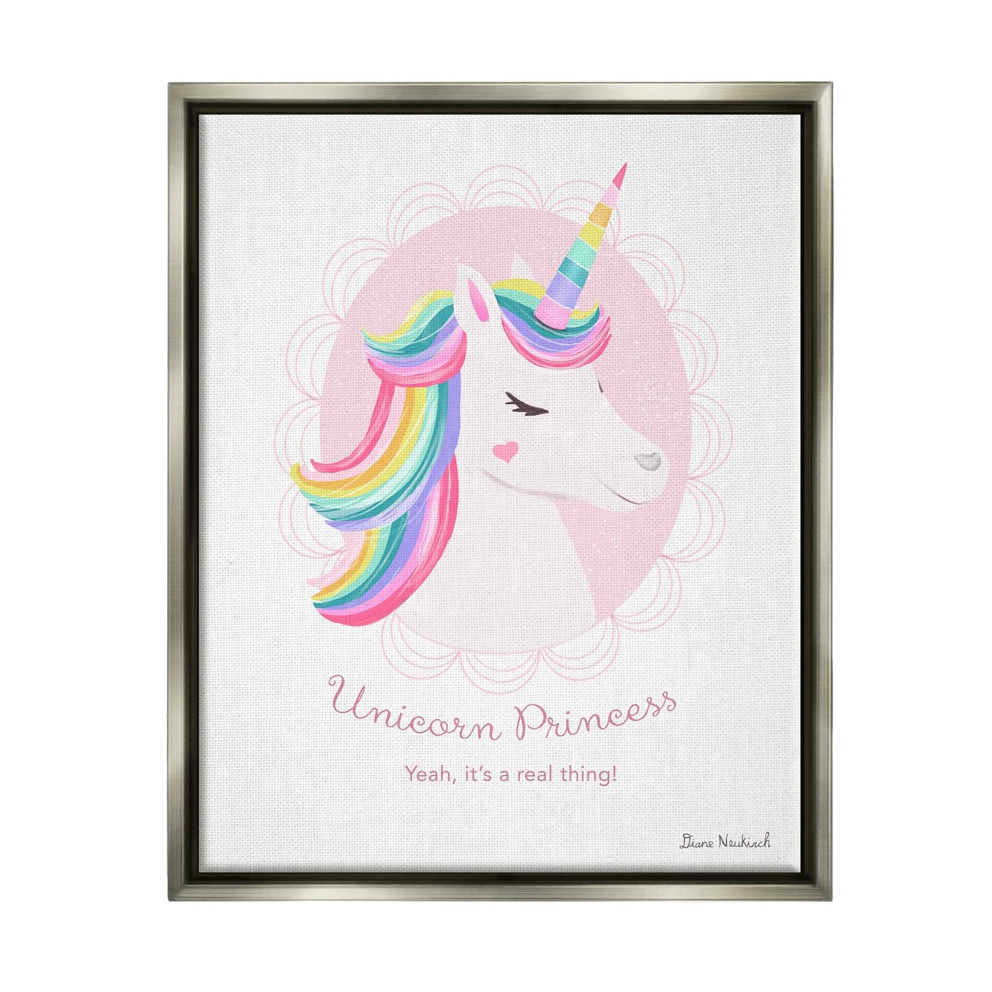 Stupell Industries Unicorn Princess Endearing Unicorn Portrait Fantasy Rainbow Graphic Art ...