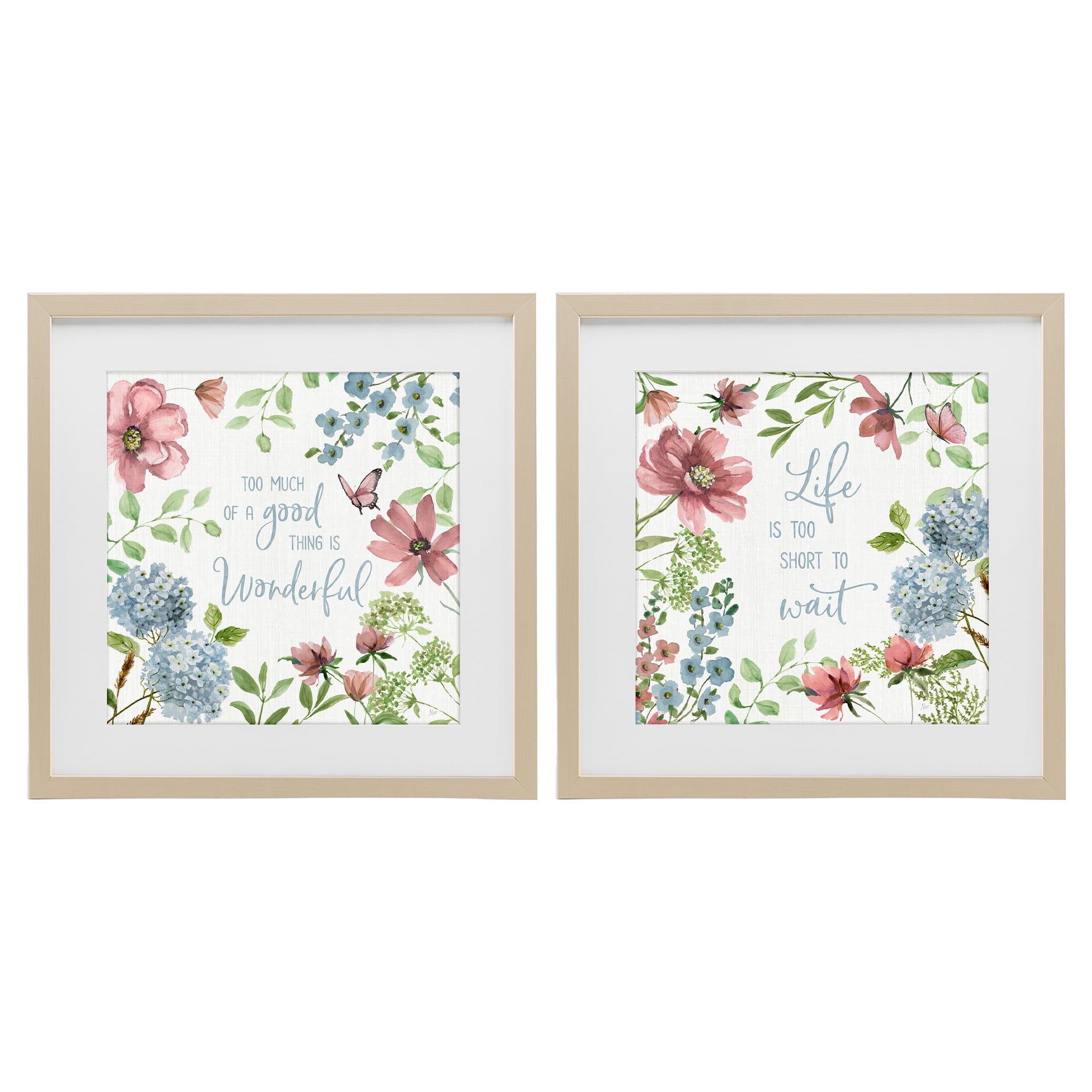 Stupell Industries Uplifting Floral Quotes 2 Piece Birch Framed Print ...