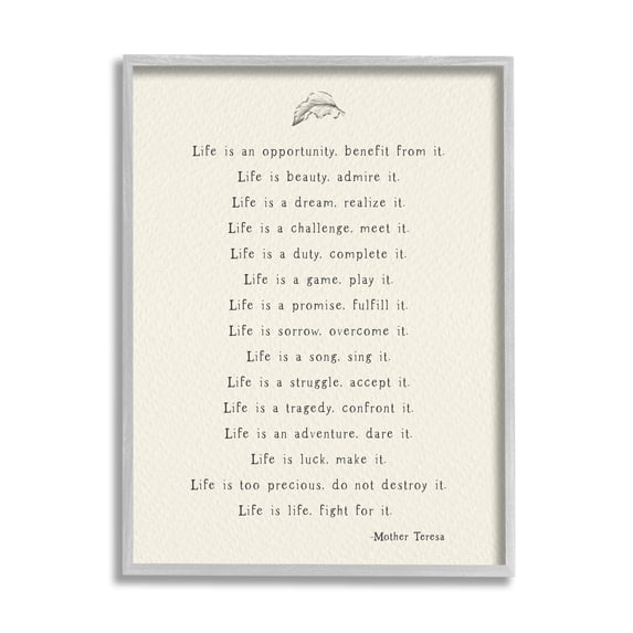Stupell Industries Uplifting Inspirational Mother Theresa Life Quote ...