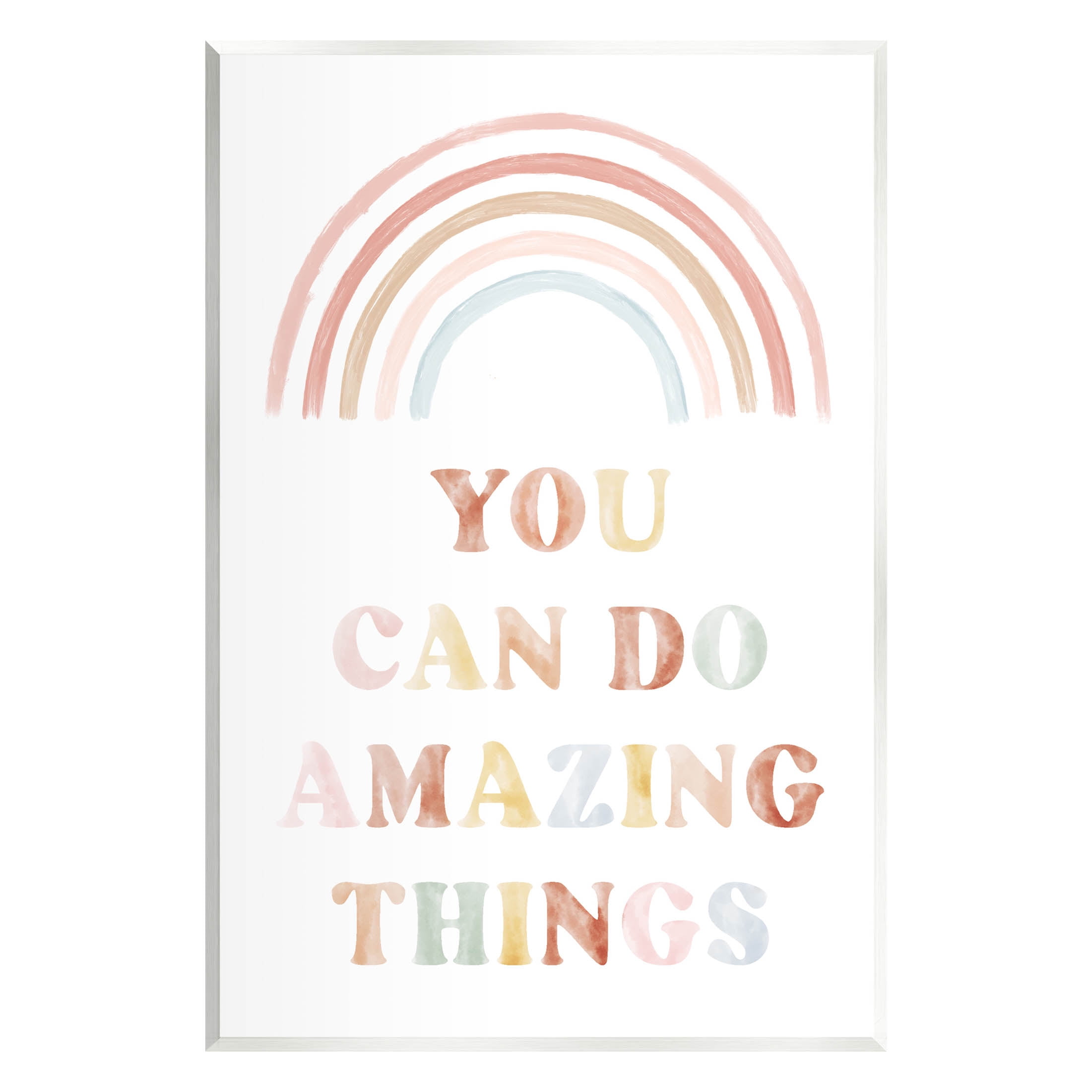 Stupell Industries Uplifting Pastel Rainbow Quote Graphic Art Unframed ...