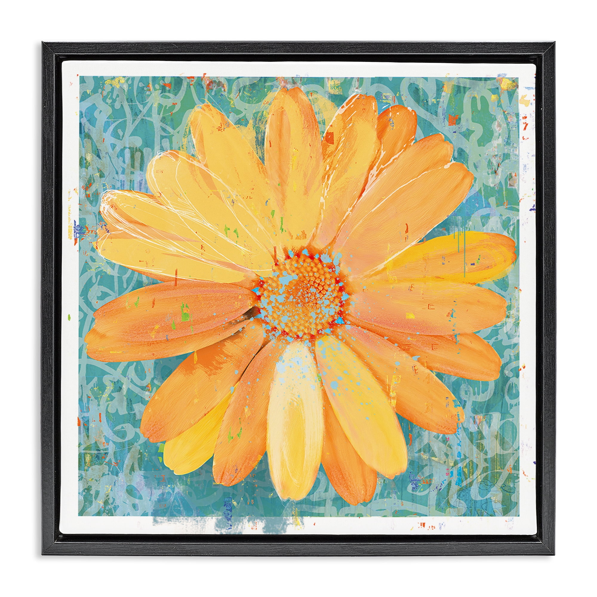 Stupell Industries Urban Daisy over Graffiti Black Framed Floater ...