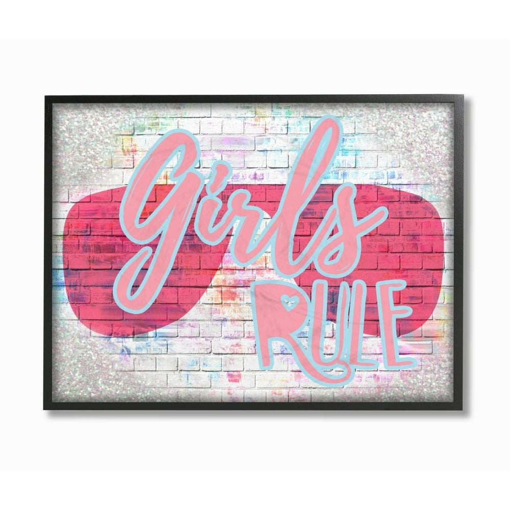 Stupell Industries Urban Glam 'Girls Rule' Phrase with Pink Shades ...