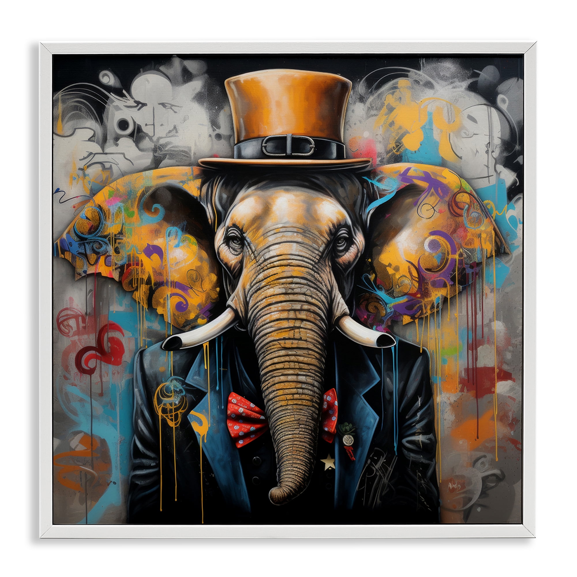 Stupell Industries Urban Graffiti Elephant Animals & Insects Painting ...