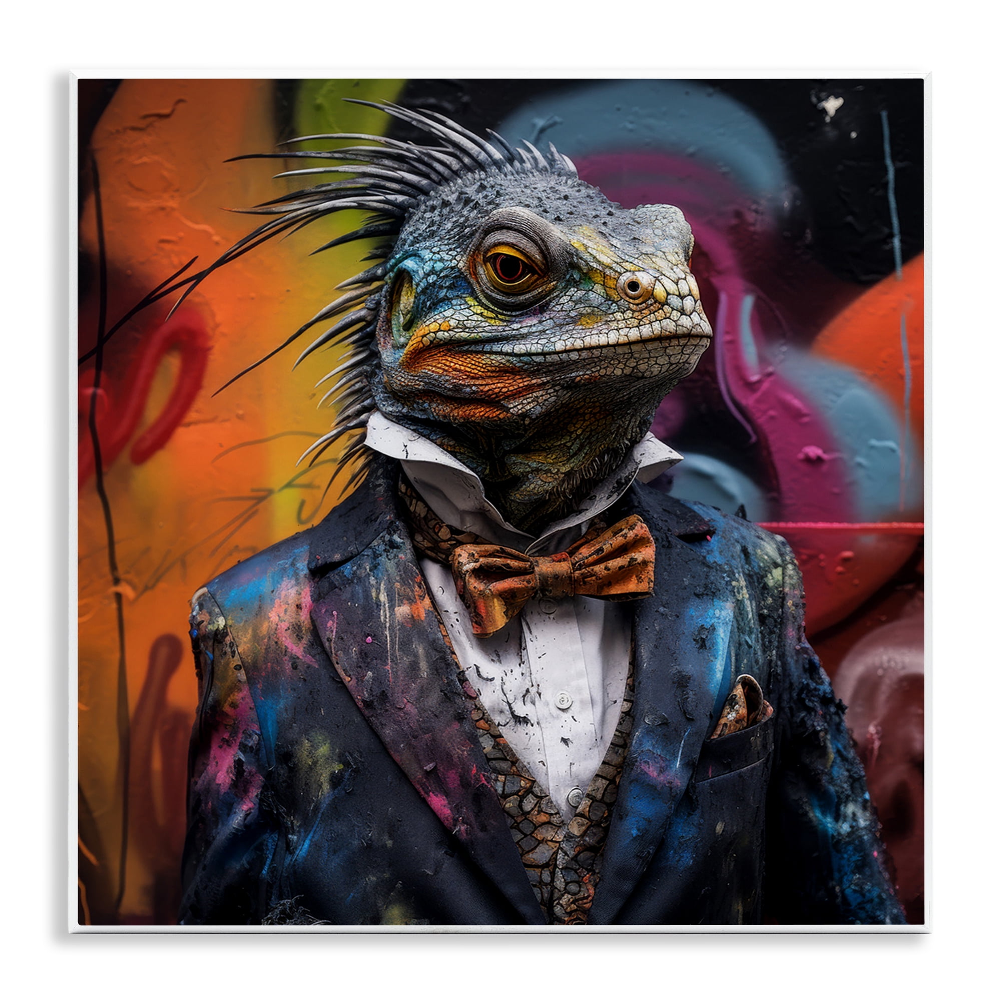 Stupell Industries Urban Graffiti Iguana Animals & Insects Painting ...