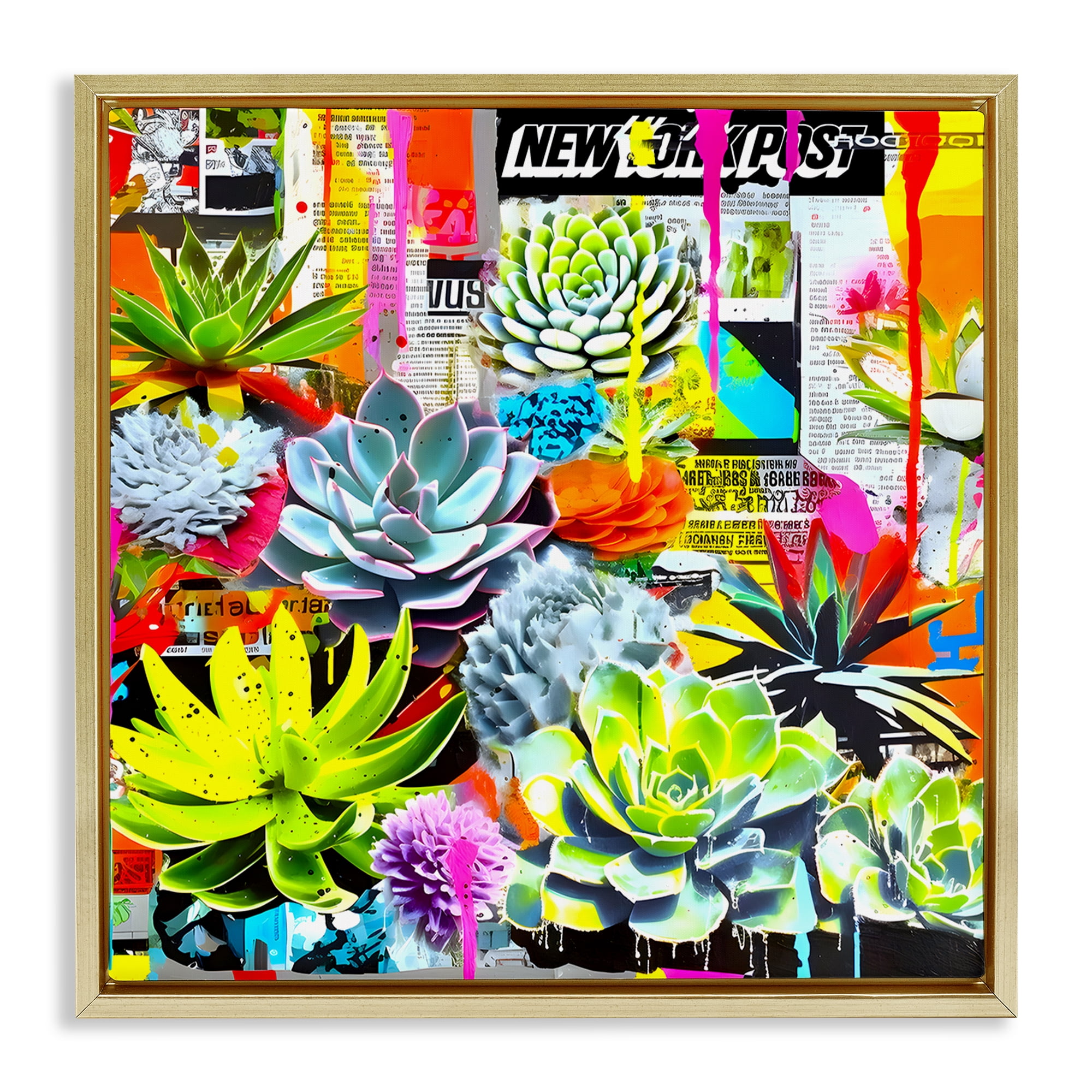 Stupell Industries Urban Graffiti Succulents Plants & Flowers Painting ...