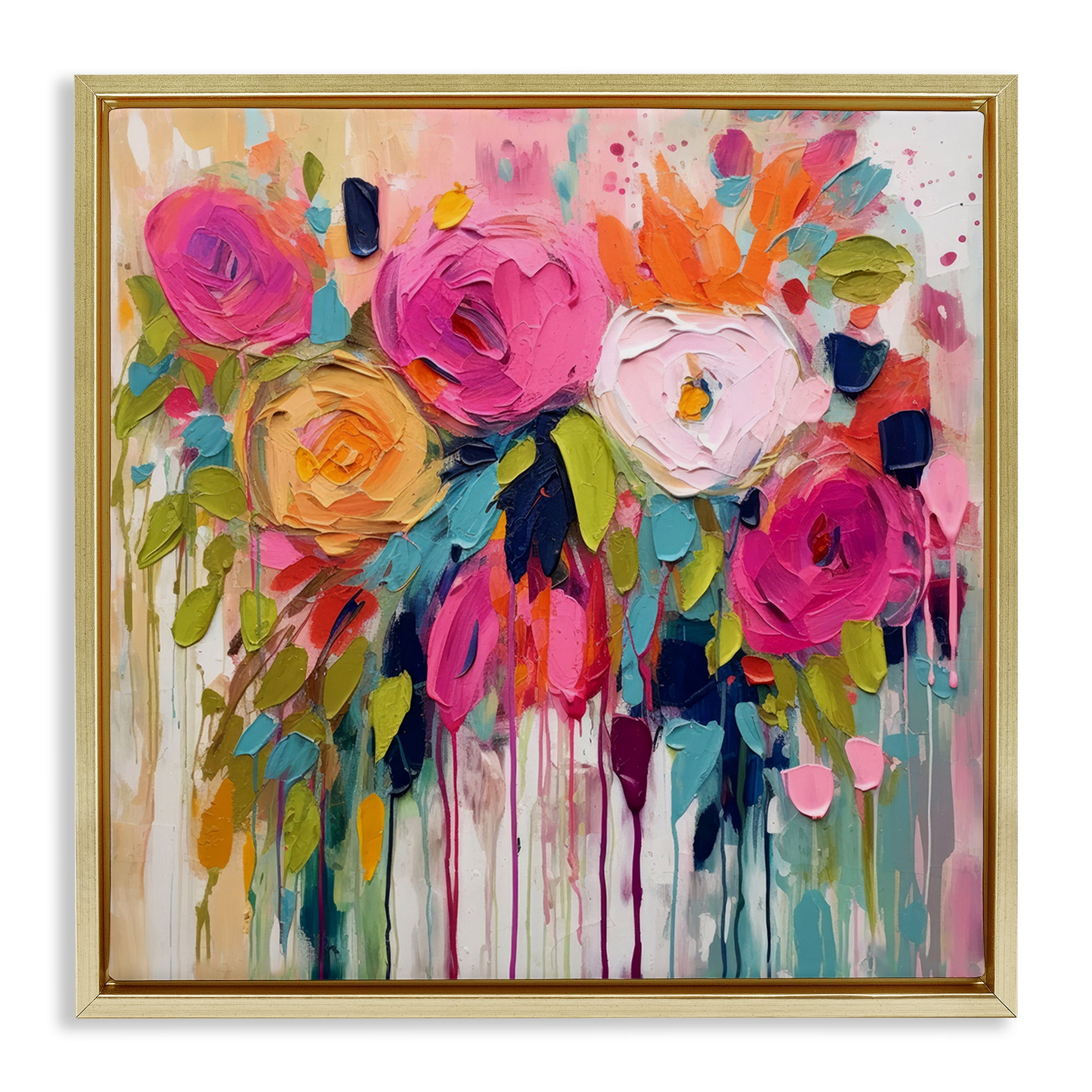 Stupell Industries Urban Paint Bouquet Botanical & Floral Painting Gold ...