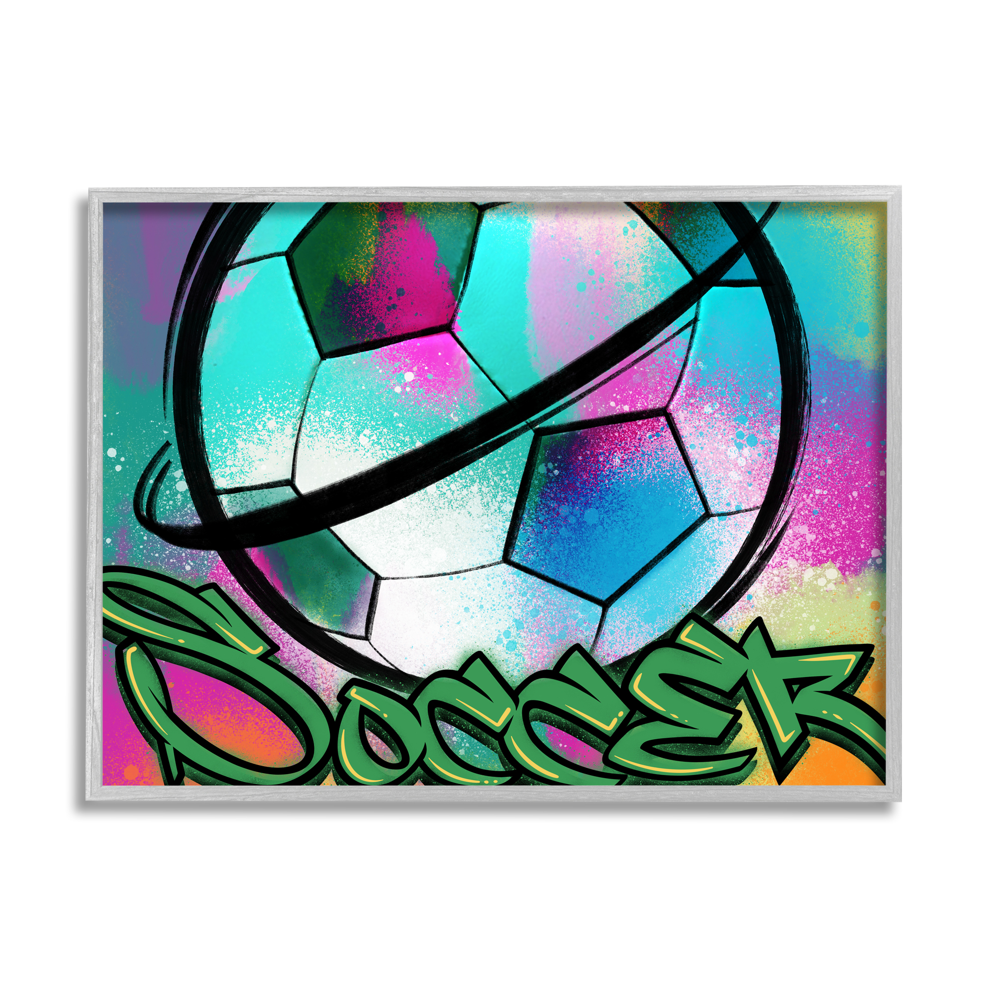 Stupell Industries Urban Sports Soccer Ball Abstract Painting Gray ...