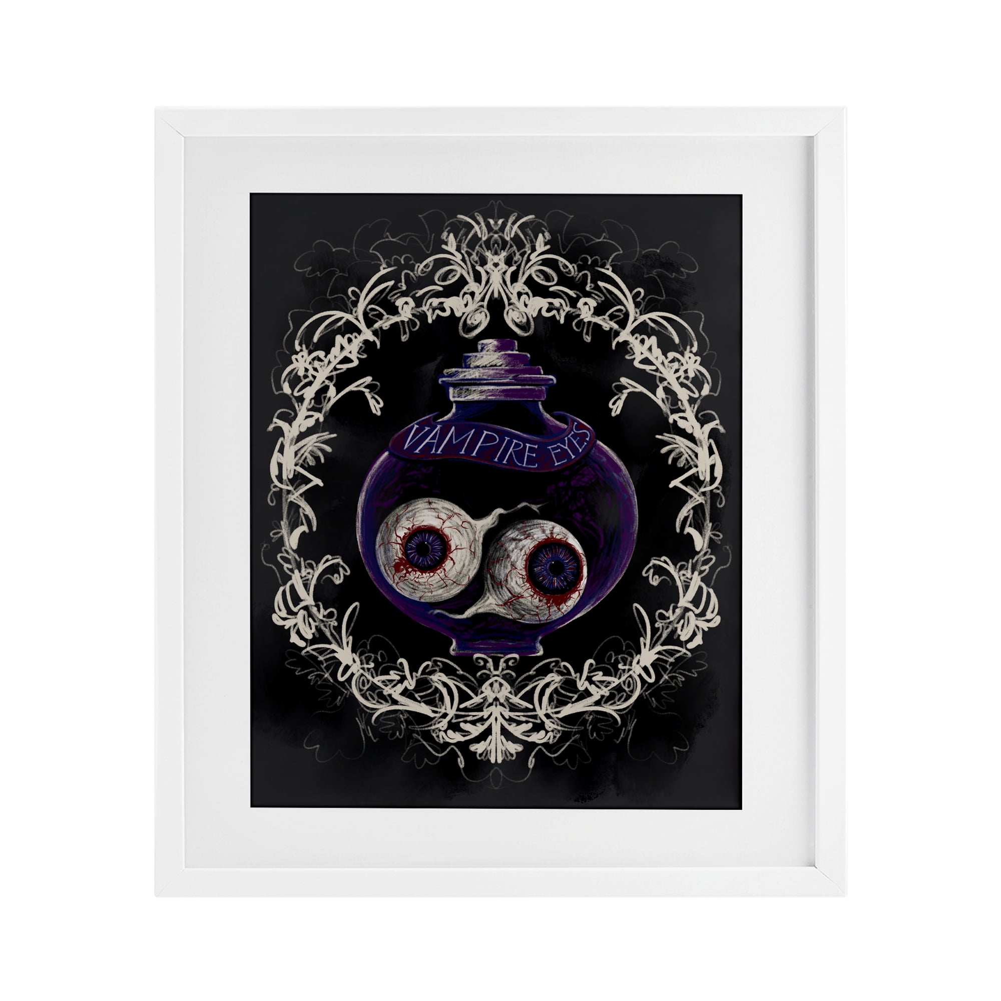 Vampire Eyes Specimen Jar White Framed Print Under Glass, 17 x 21, Made ...