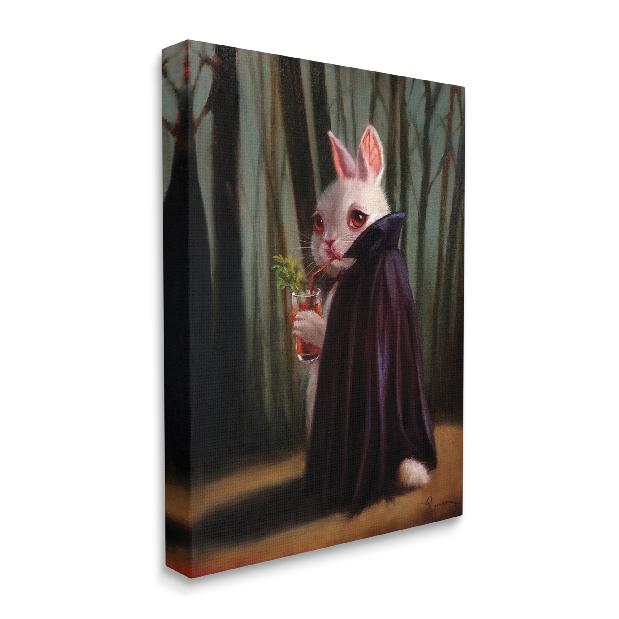 Stupell Industries Vampire Rabbit Drinking Bloody Mary Dark Forest,30 x ...