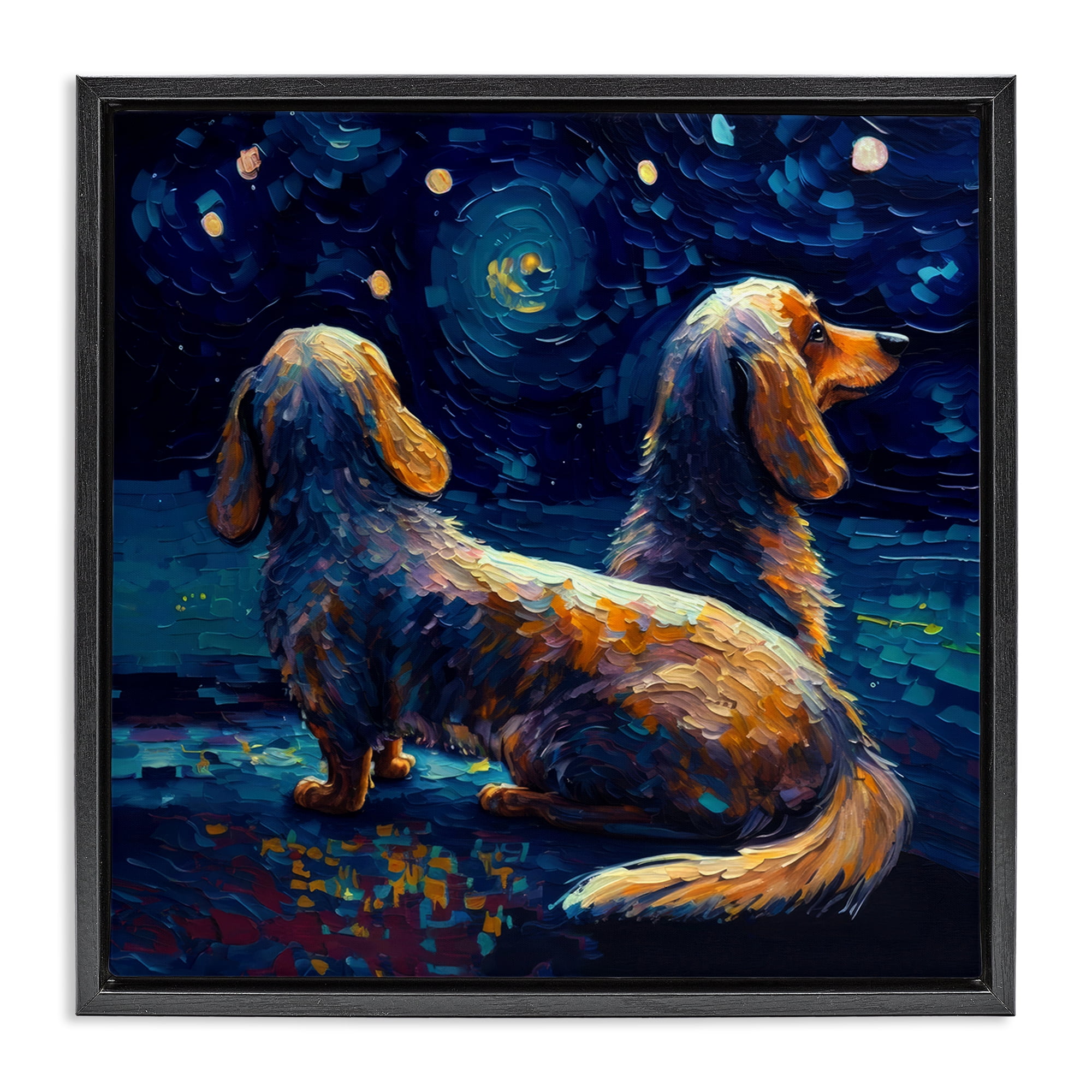 Stupell Industries Van Gogh Style Dogs Animals Painting Black Floater ...