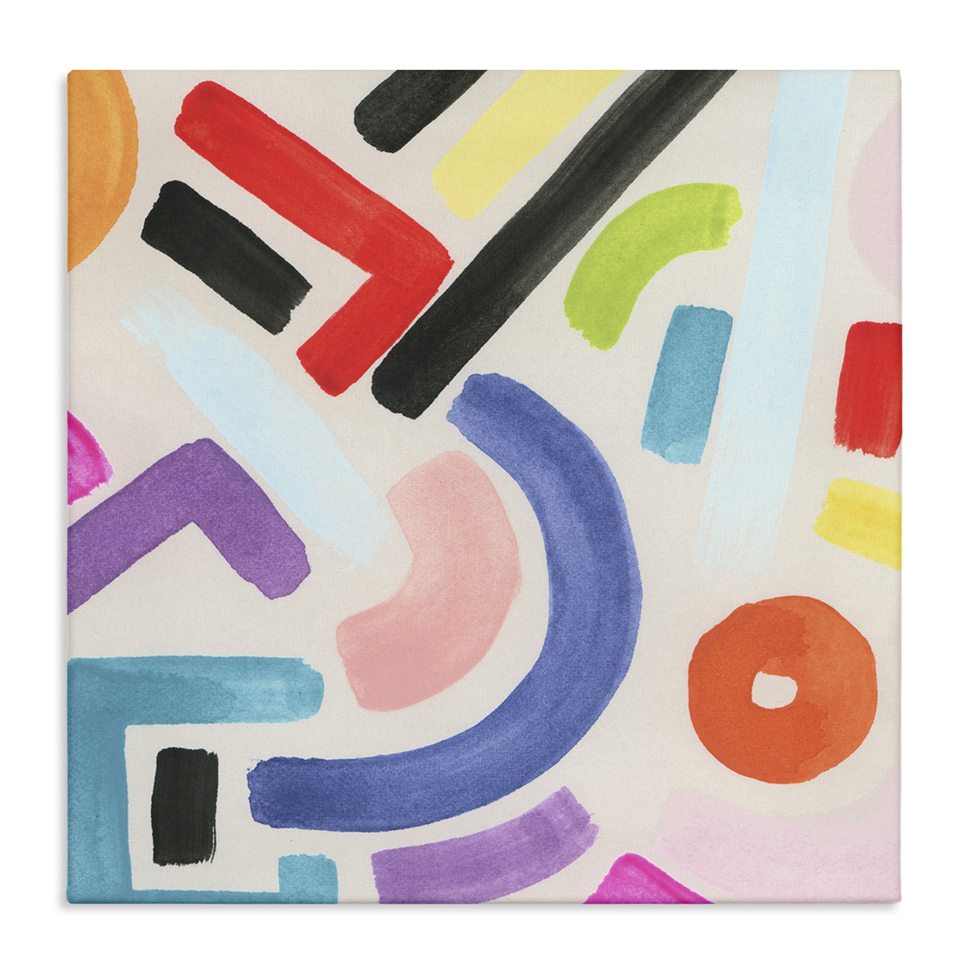 Stupell Industries Varied Retro Shapes Abstract Painting Wrapped Canvas ...