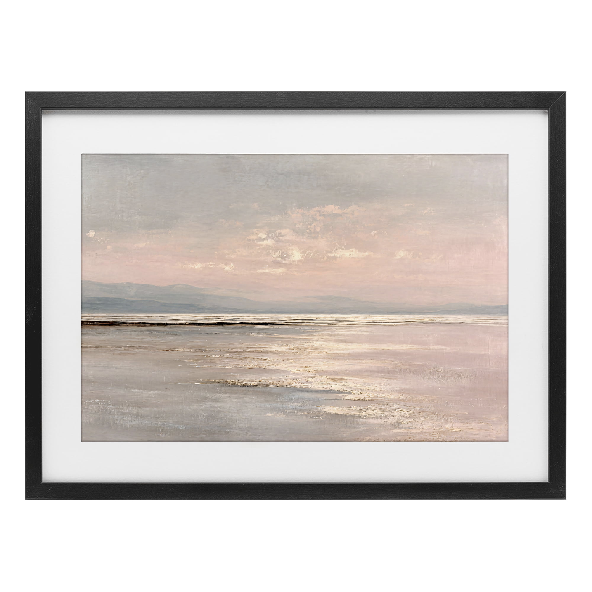Stupell Industries Vast Blush Seascape Black Framed Print Under Glass ...