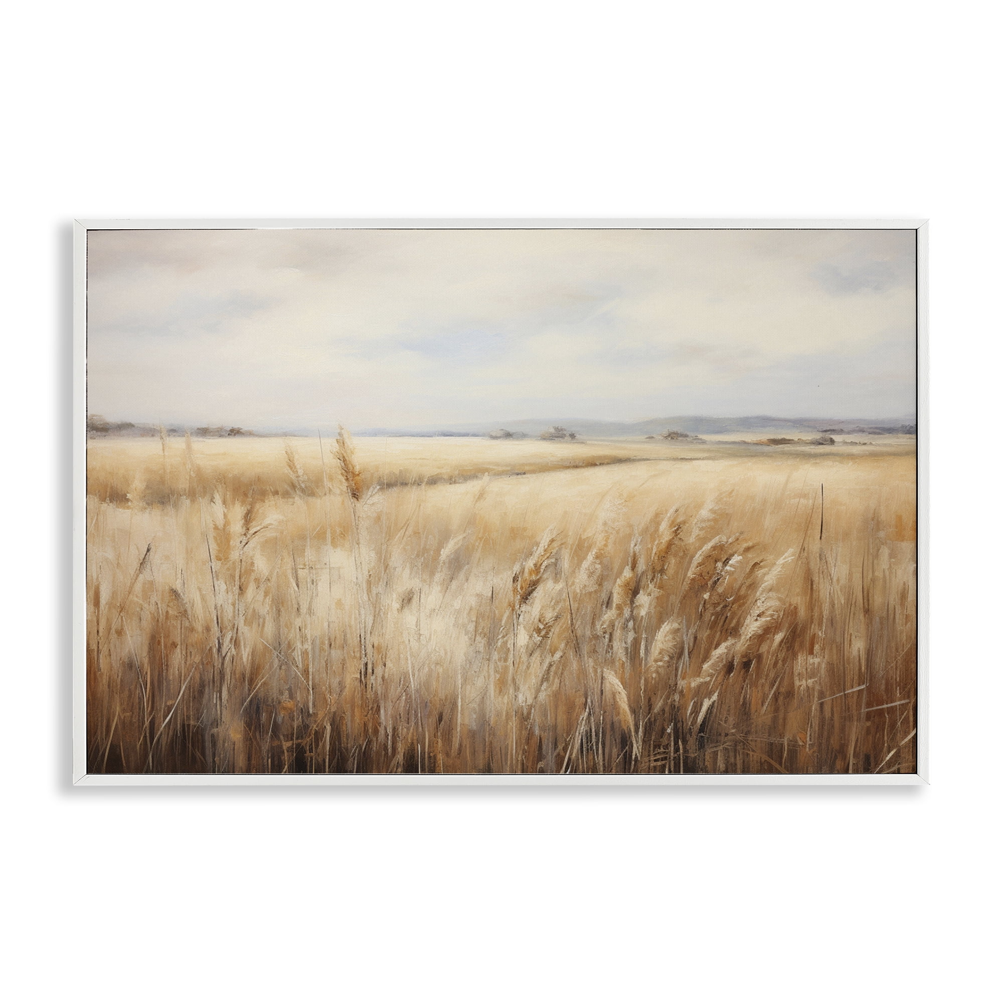 Stupell Industries Vast Wheat Field Landscape & Nature Painting White ...
