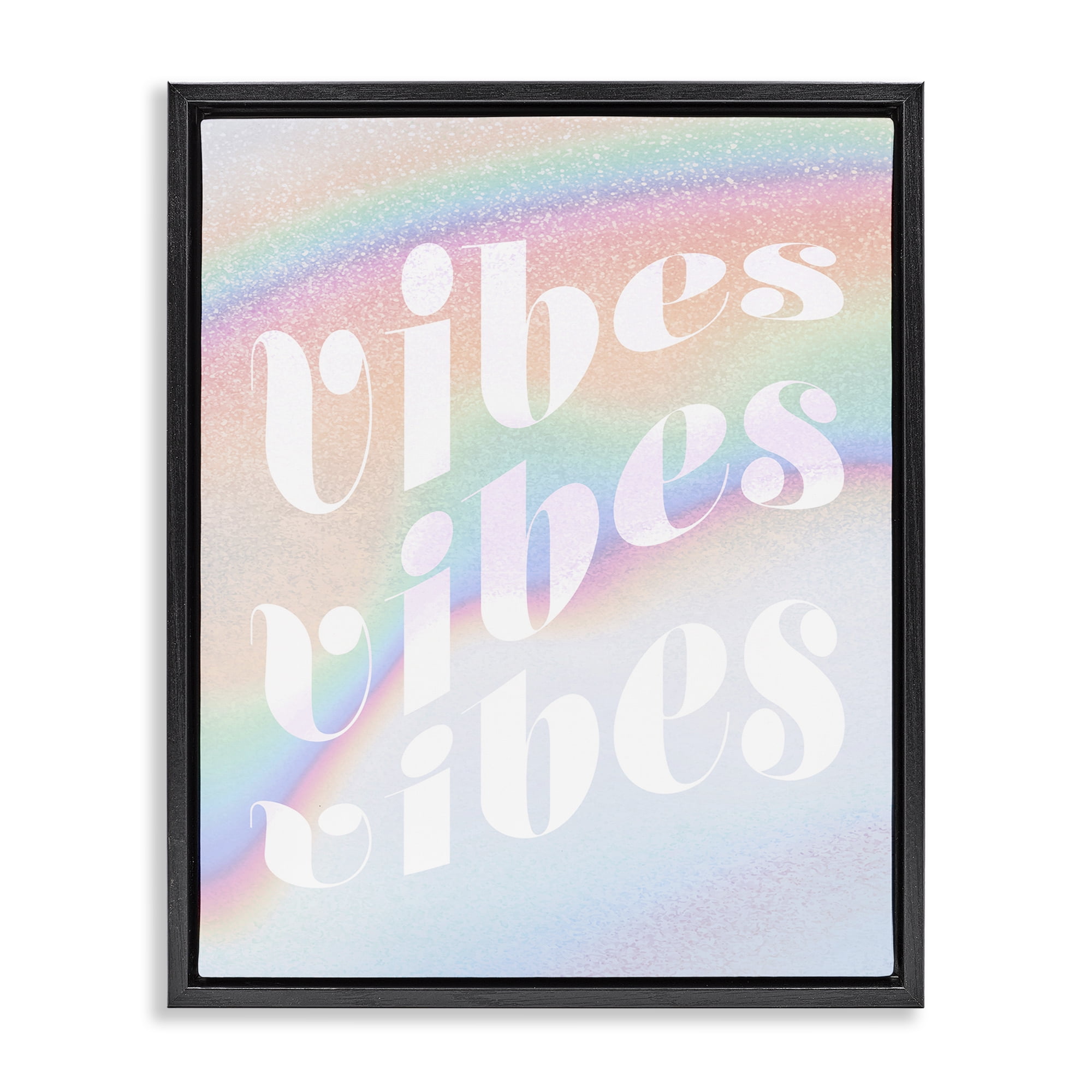 Stupell Industries Vibes over Glam Rainbow Text & Numbers Painting ...