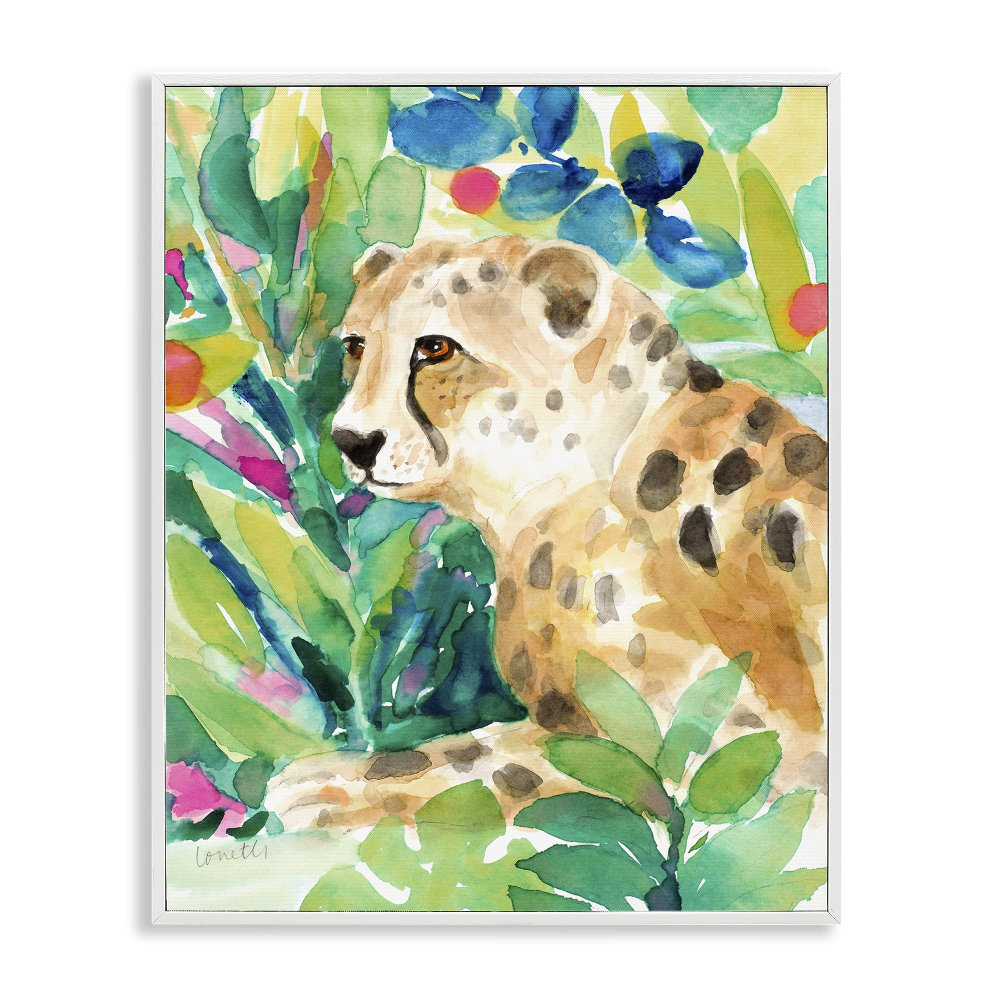Stupell Industries Vibrant Chillin' Cheetah White Framed Giclee Art ...