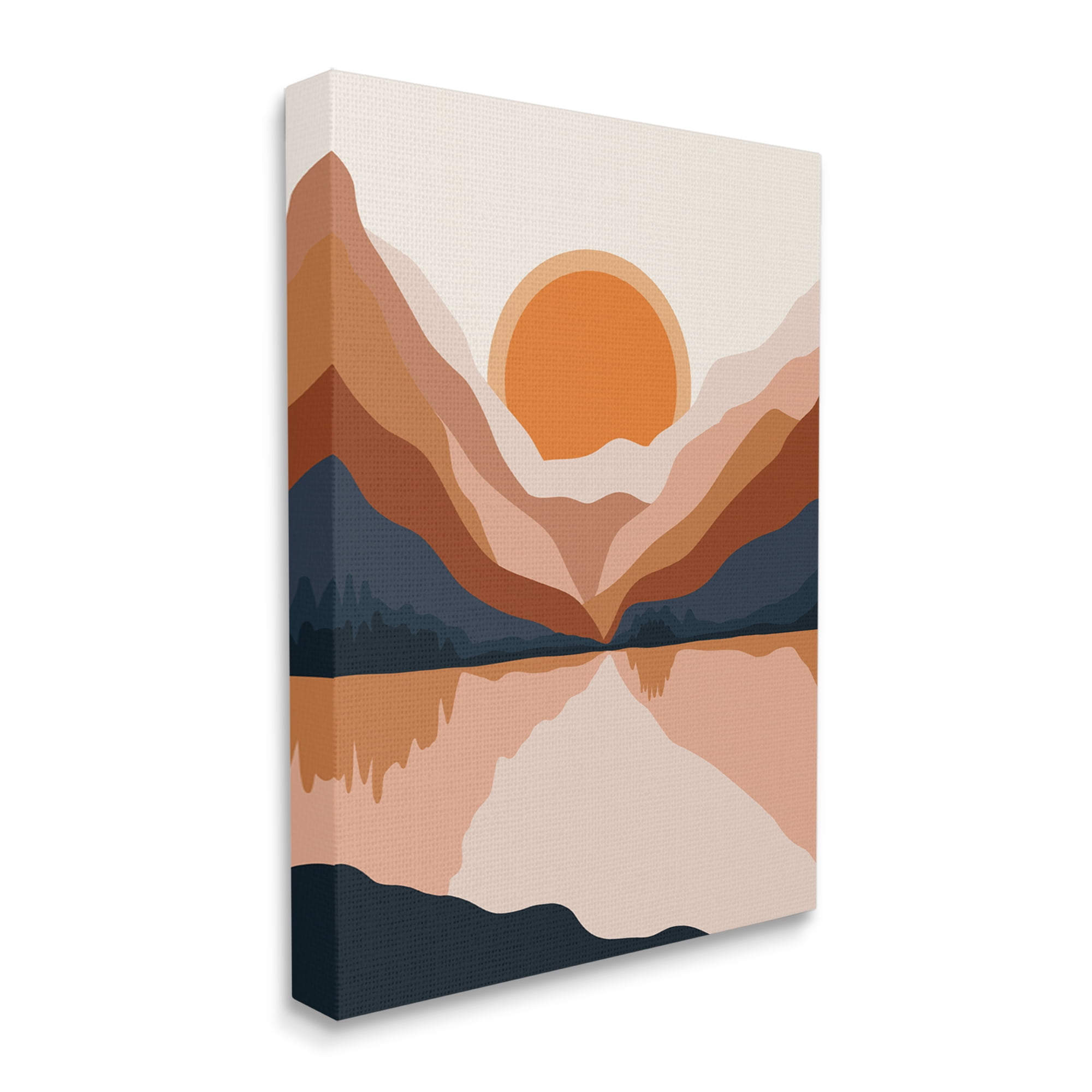Stupell Industries Vibrant Orange Sunrise Minimal Mountain Lake ...