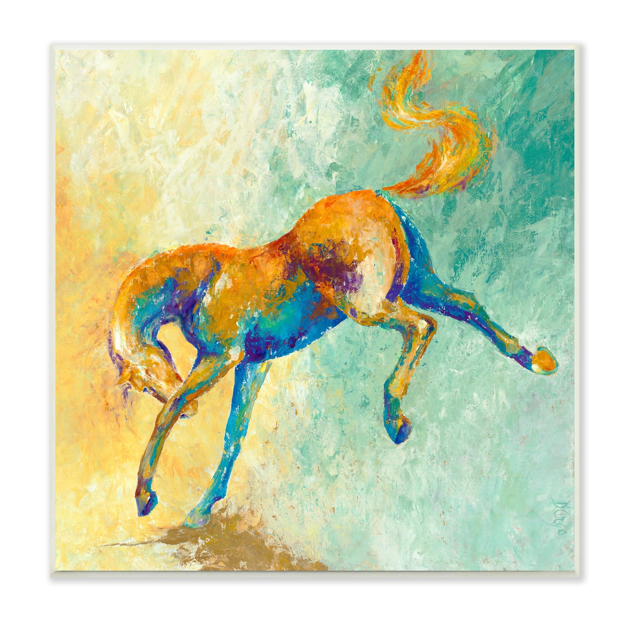 Stupell Industries Vibrant Wild Stallion Horse Jumping Stippled ...