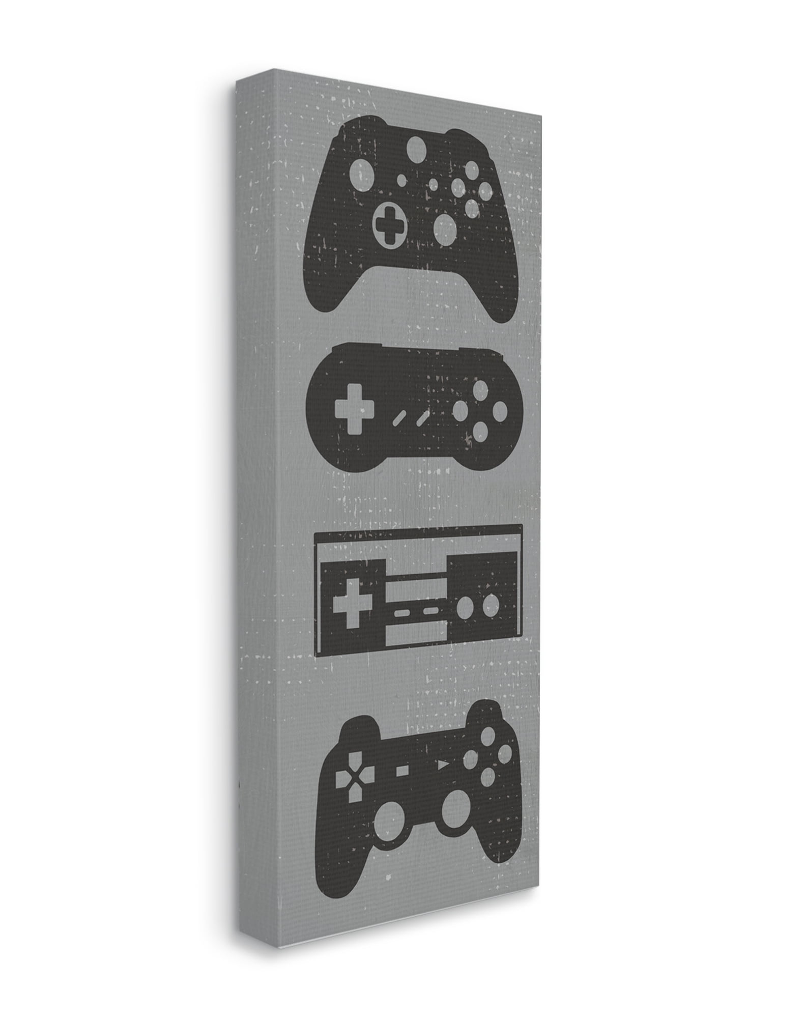 Stupell Industries Video Game Controller Shapes Distressed Vintage Grey ...