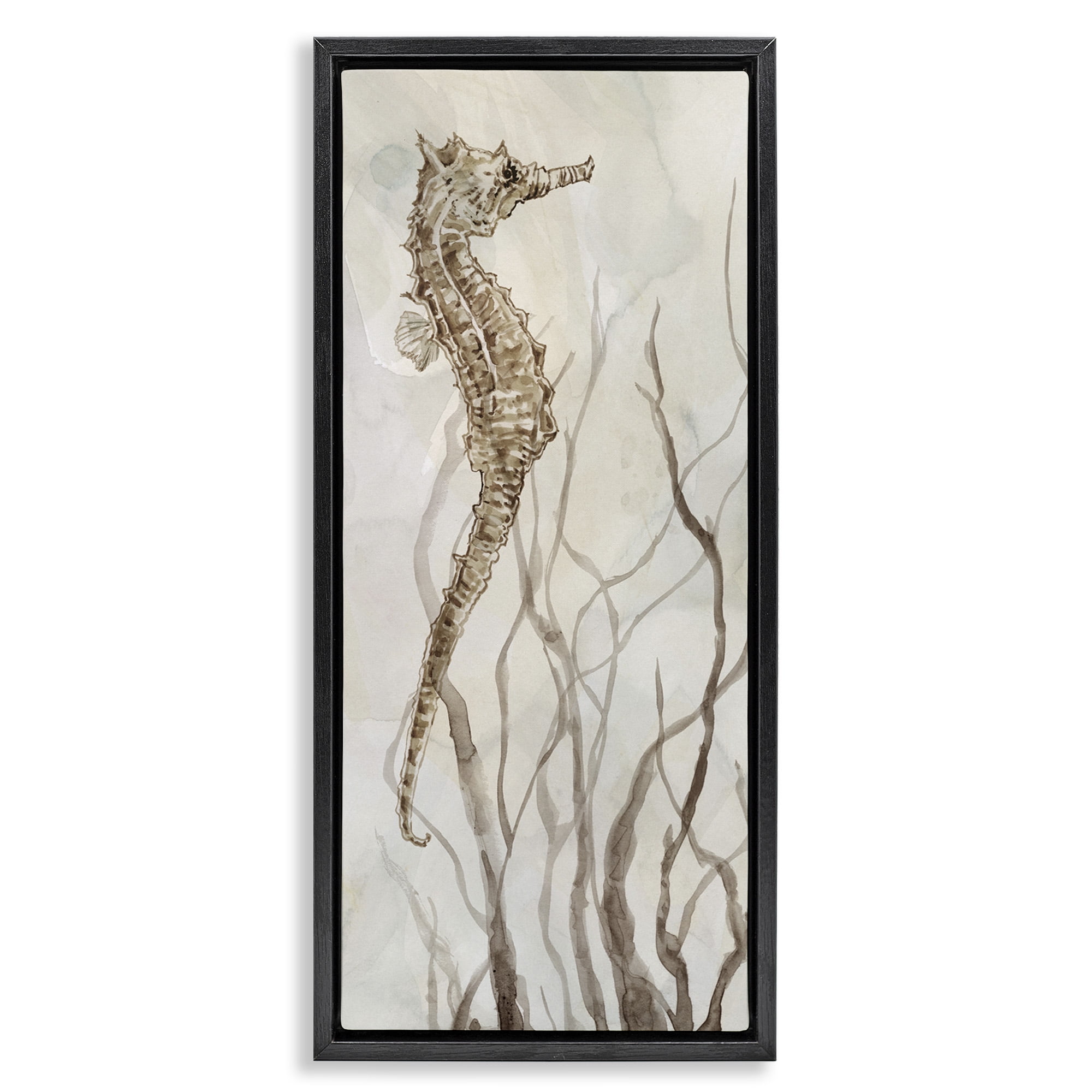 Stupell Industries Vigilant Seahorse Ocean Wildlife Animals & Insects Painting Black Floater ...