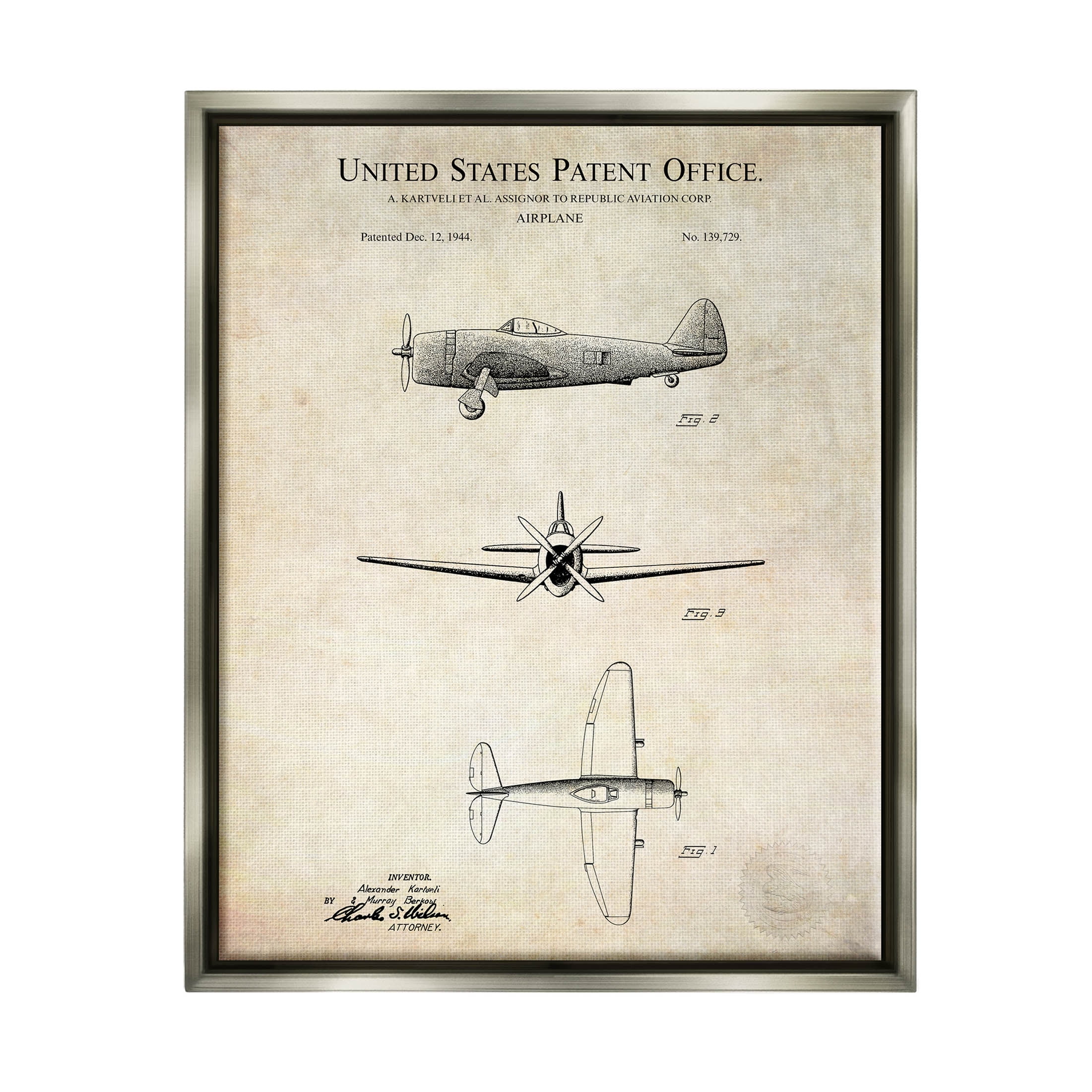 Stupell Industries Vintage Aircraft Diagram Chart Graphic Art Luster ...