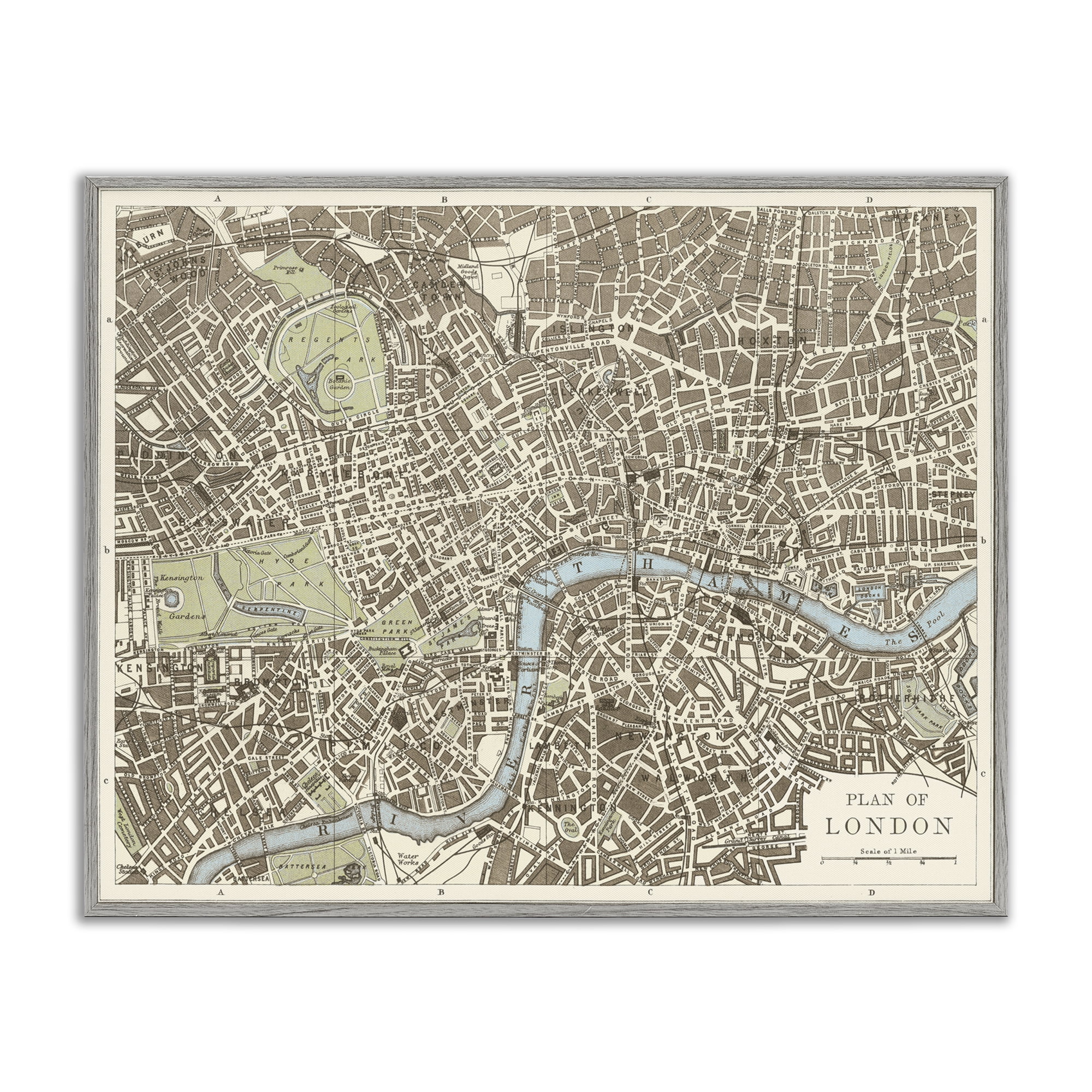 Stupell Industries Vintage Blueprint Plant of London Map Painting Gray ...