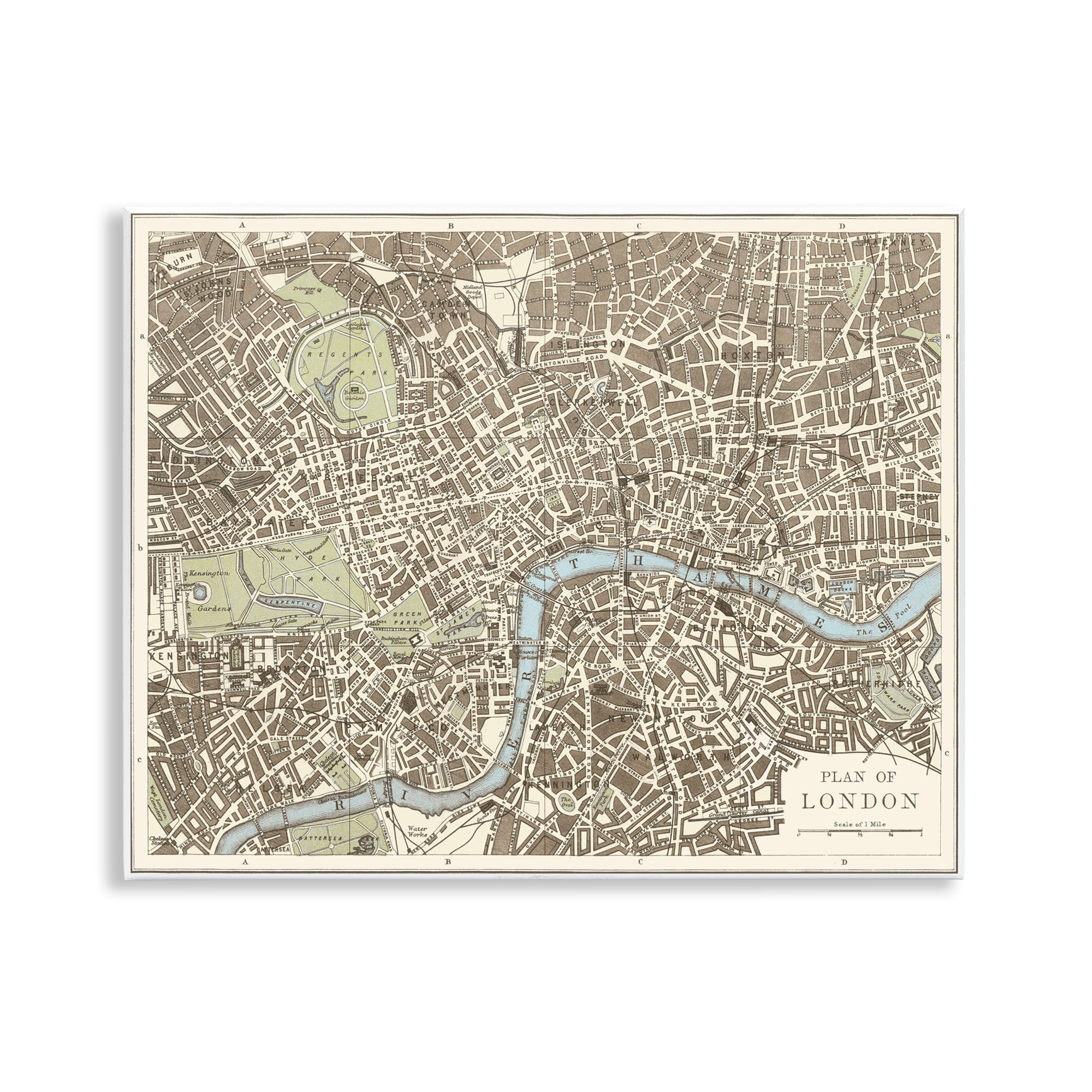 Stupell Industries Vintage Blueprint Plant of London Map Painting ...